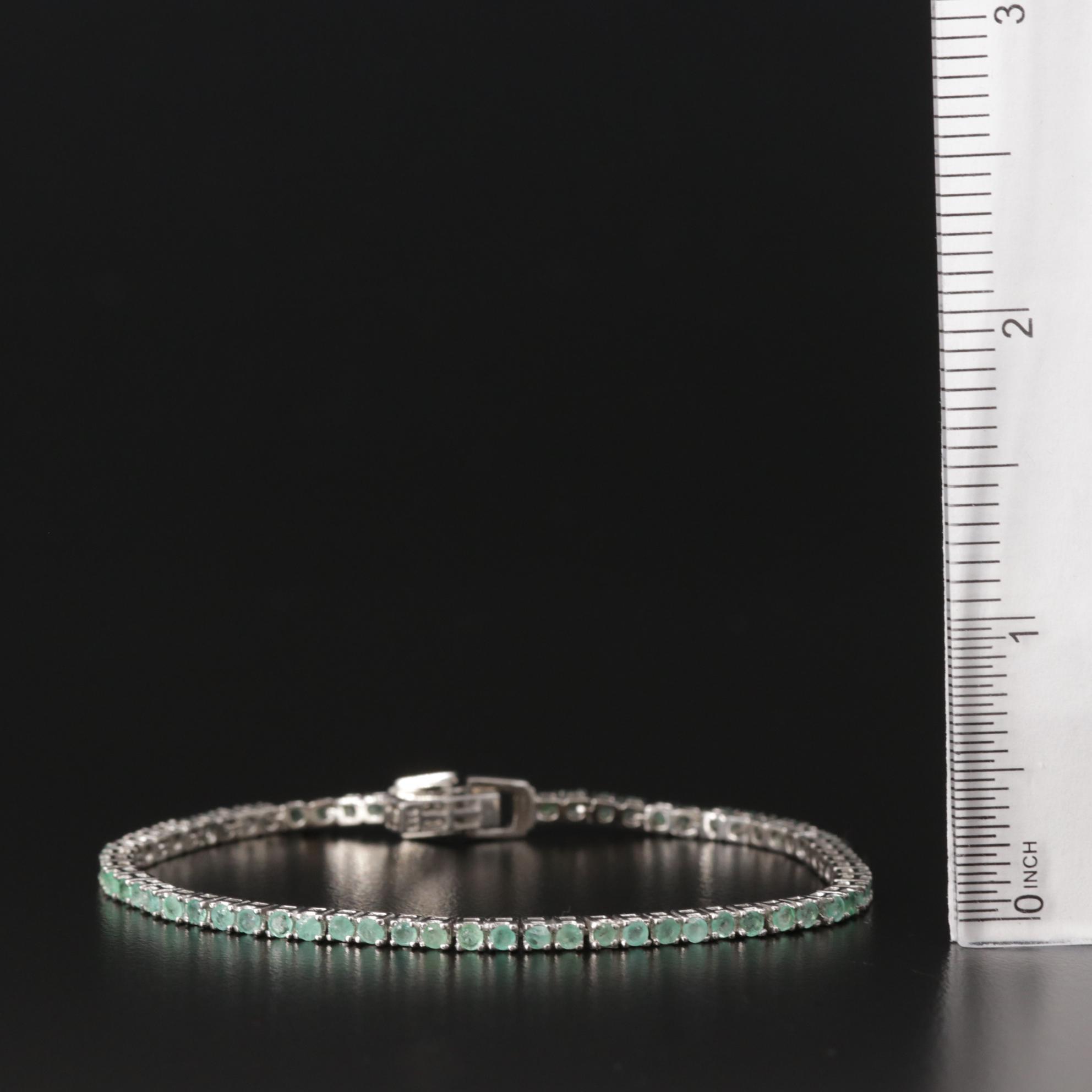 Sterling Silver Emerald Line Bracelet | EBTH