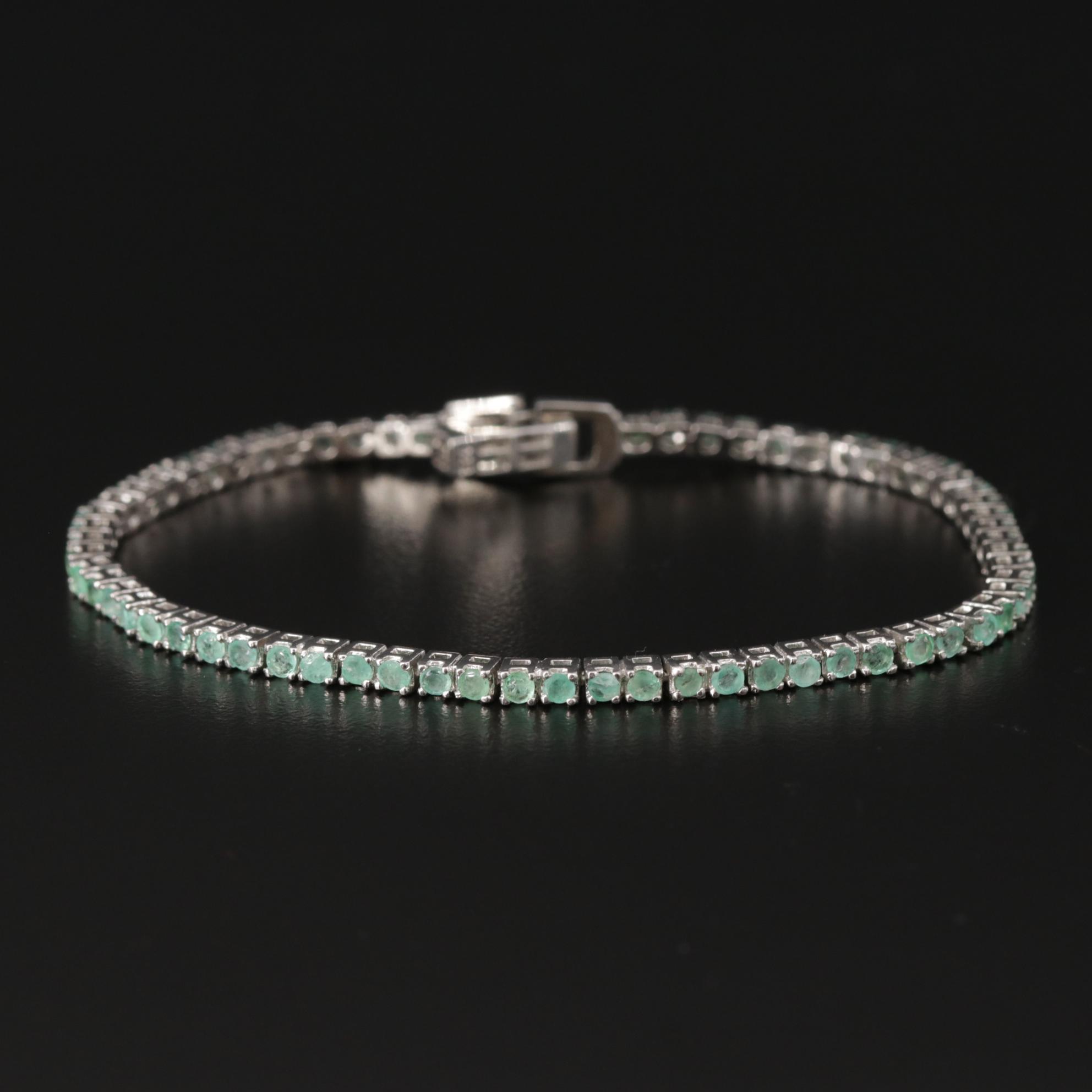 Sterling Silver Emerald Line Bracelet | EBTH