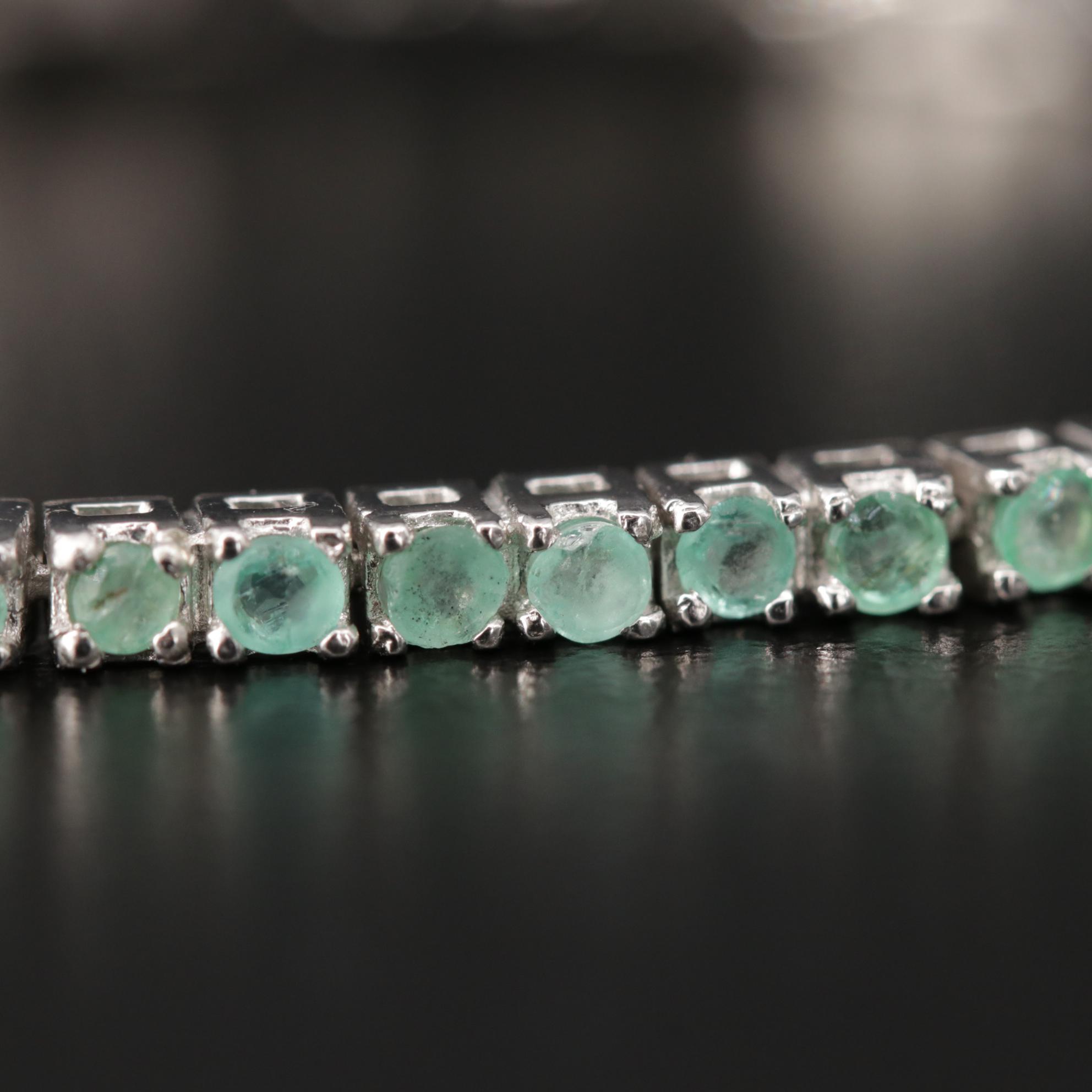 Sterling Silver Emerald Line Bracelet | EBTH