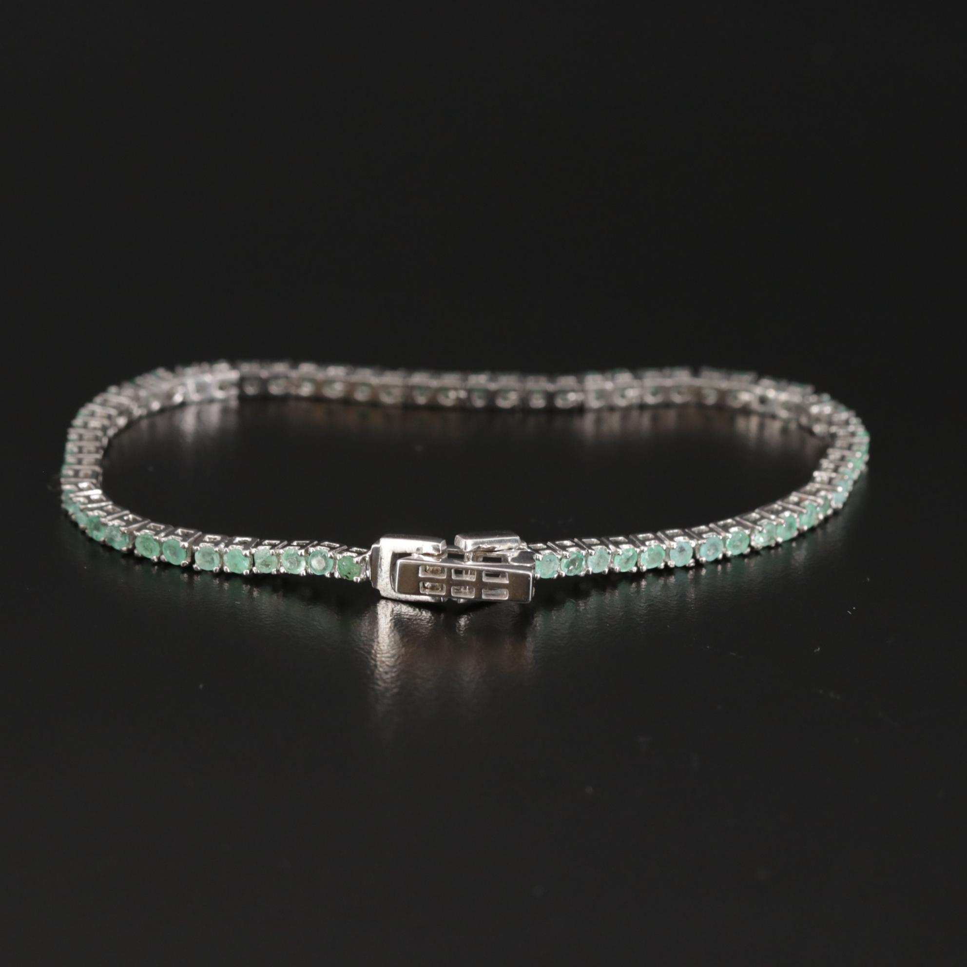 Sterling Silver Emerald Line Bracelet | EBTH