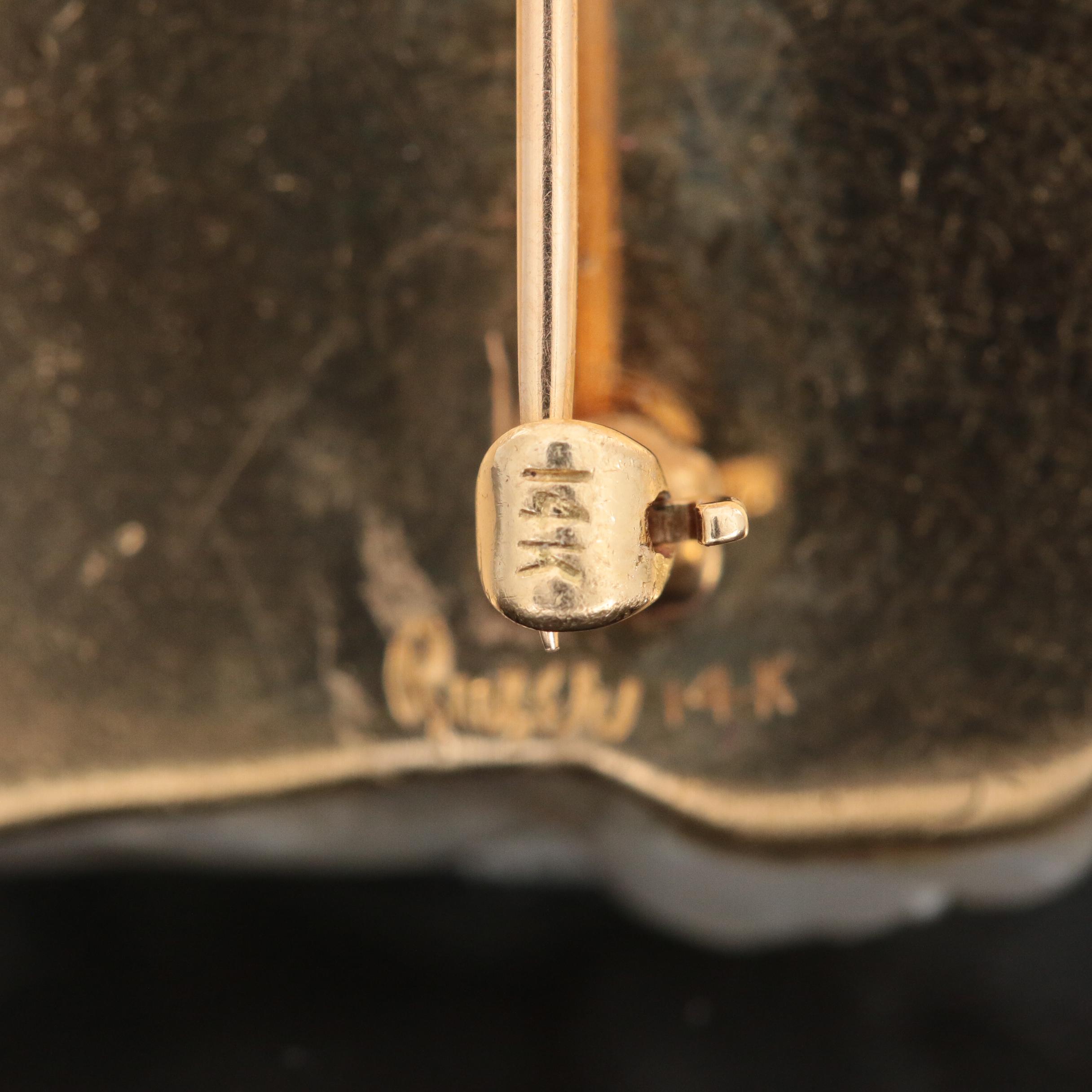 1950's William Ruser 14K Gold Seed and Cultured Pearl Cherub Brooch | EBTH