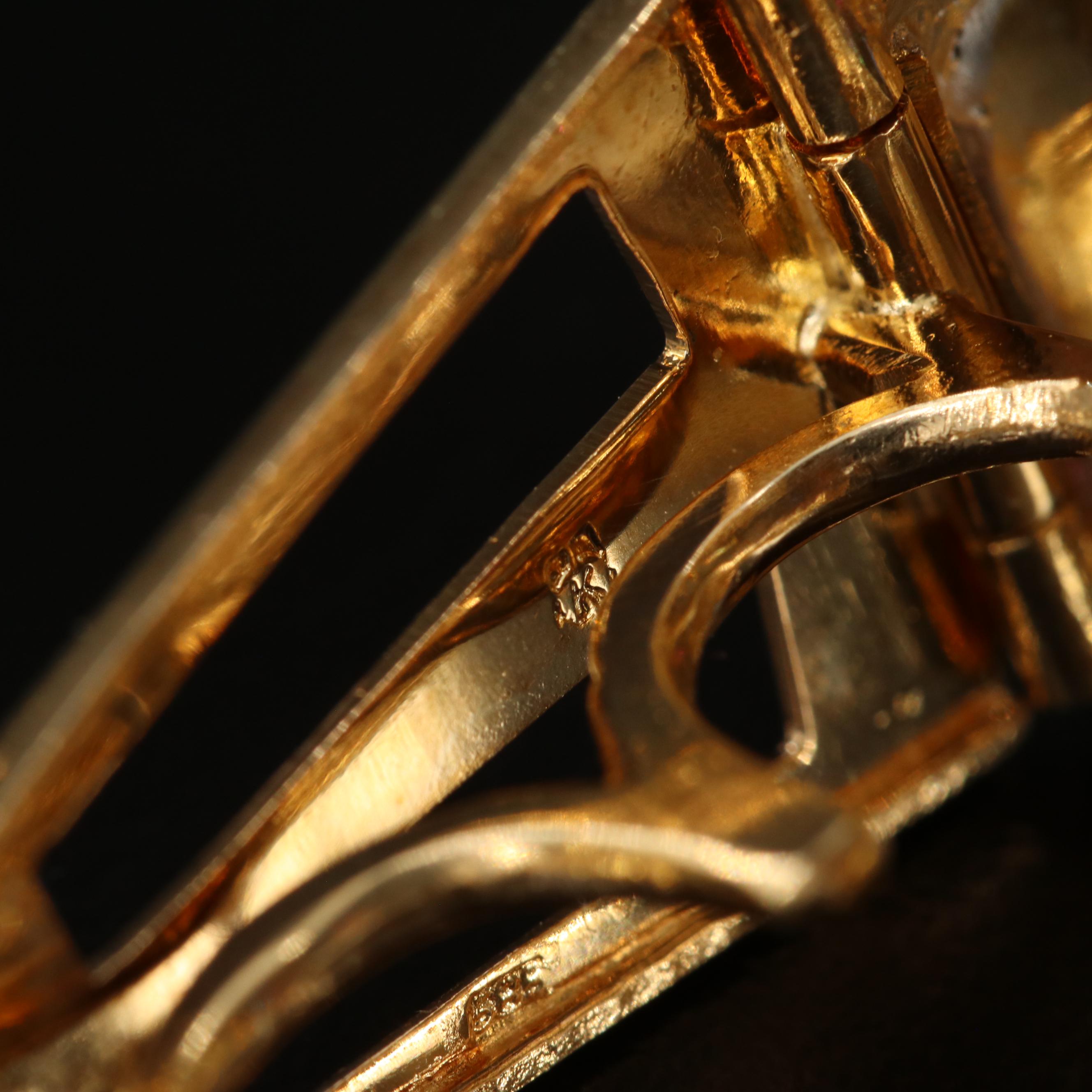 14K Yellow Gold Diamond, Sapphire and Ruby Pearl Enhancer Pendant | EBTH