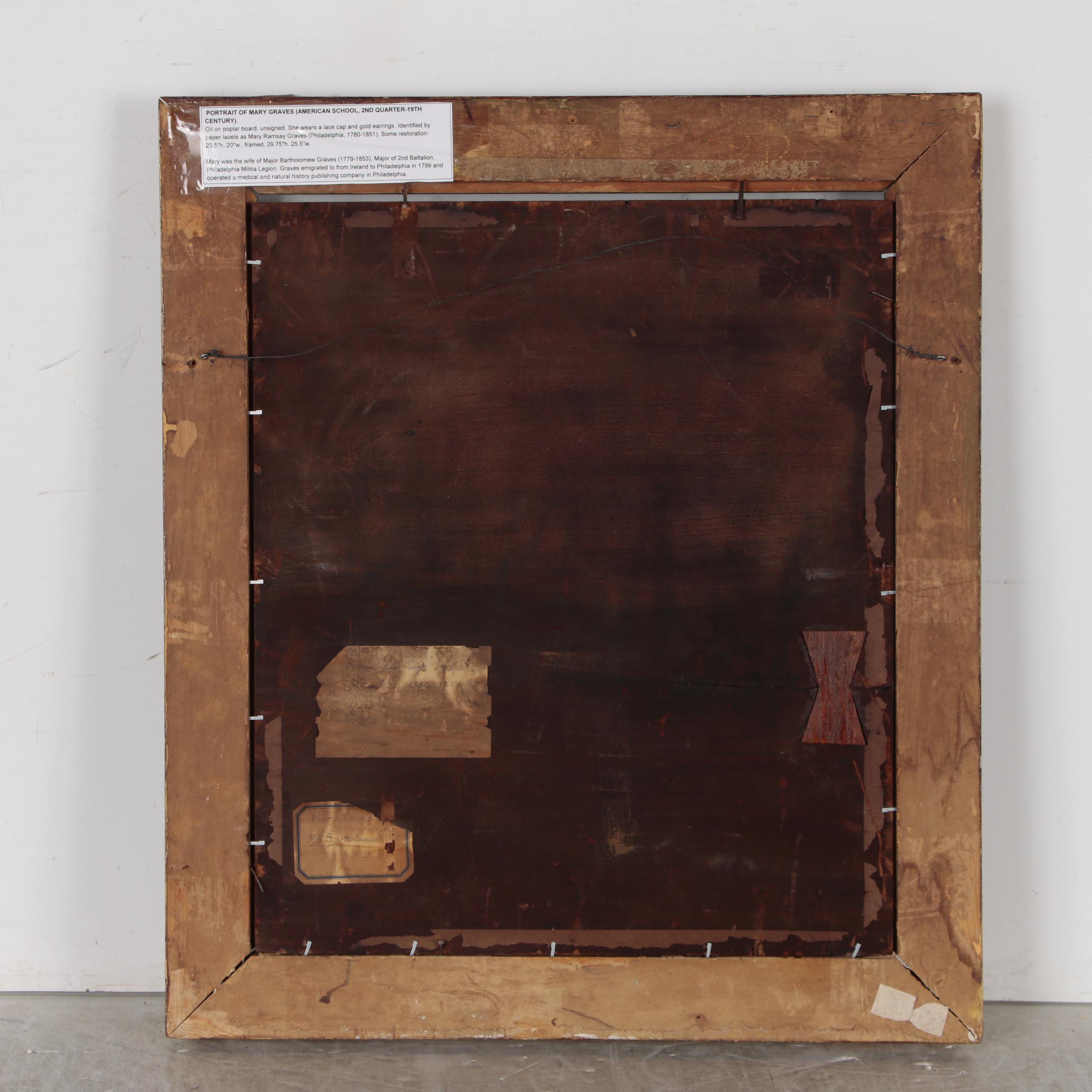 American School Portrait Oil Painting of Mary Graves, Early/Mid 19th ...