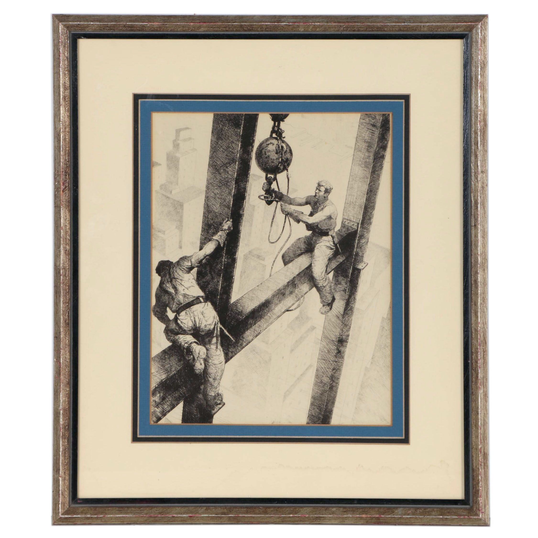 James E. Allen Etching "The Connectors" | EBTH