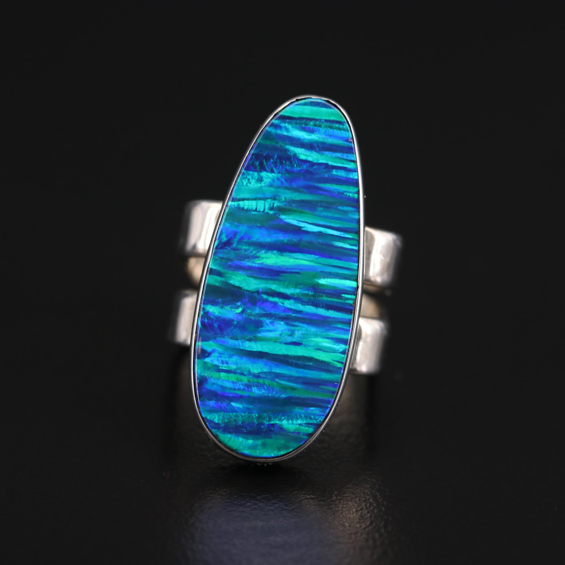 Sterling Silver Opal Pointer Ring | EBTH