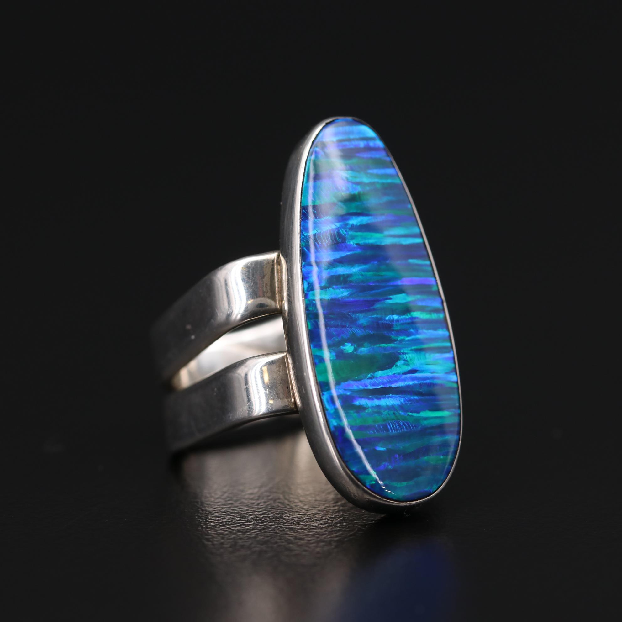 Sterling Silver Opal Pointer Ring | EBTH