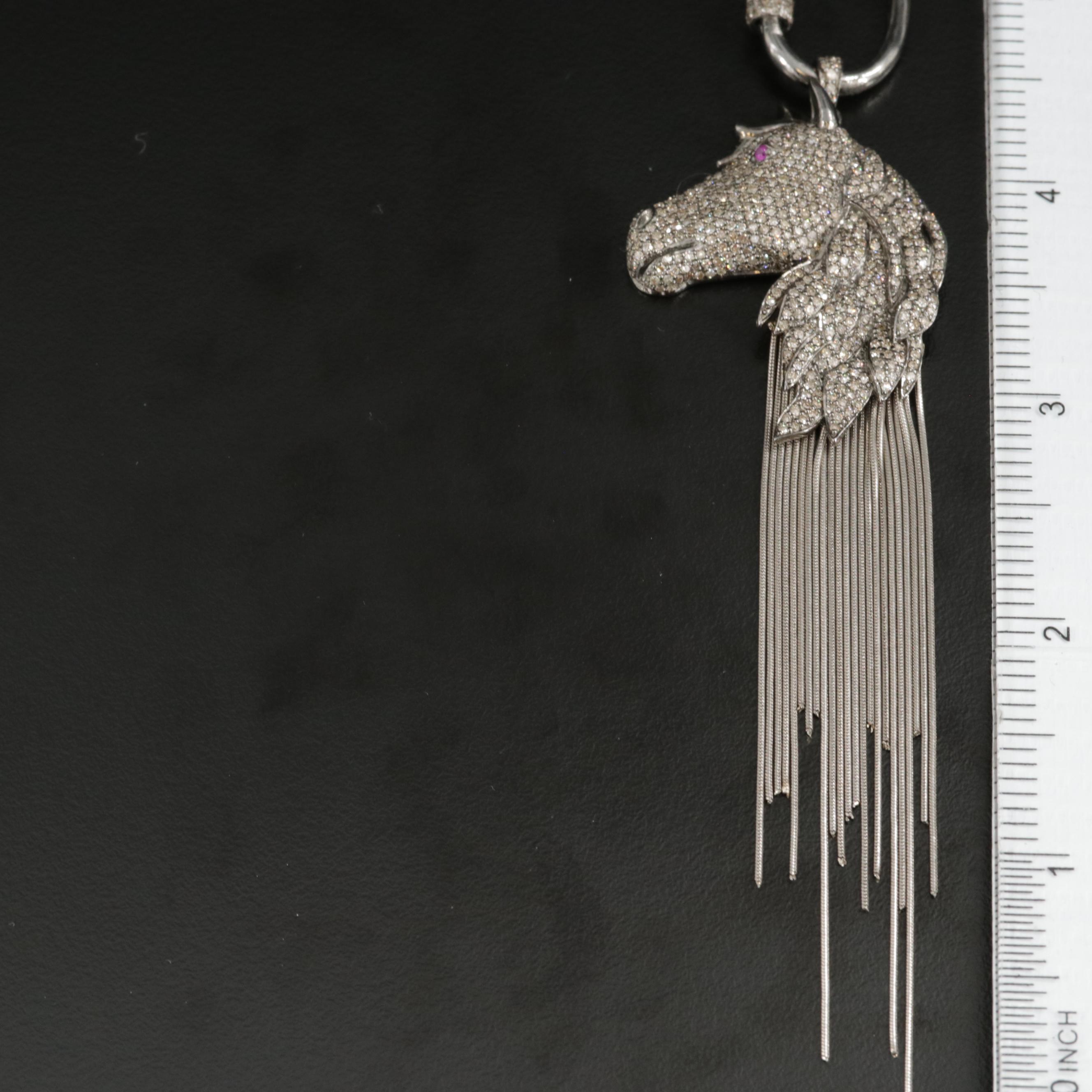 Sterling Diamond and Synthetic Ruby Horse Head Necklace | Everything ...