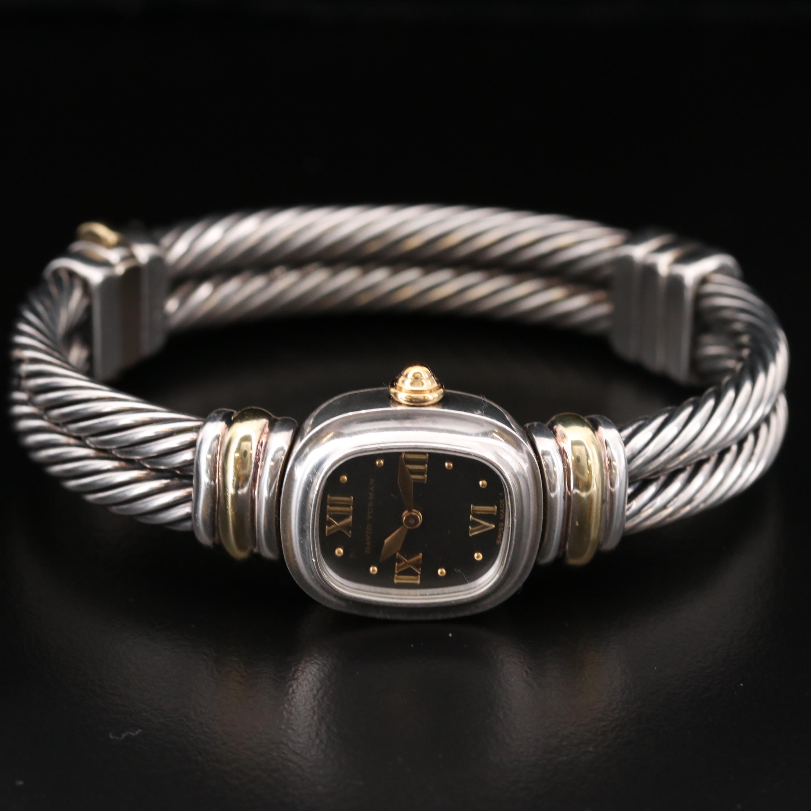 David Yurman Double Cable Sterling Silver and 18K Gold Watch | EBTH