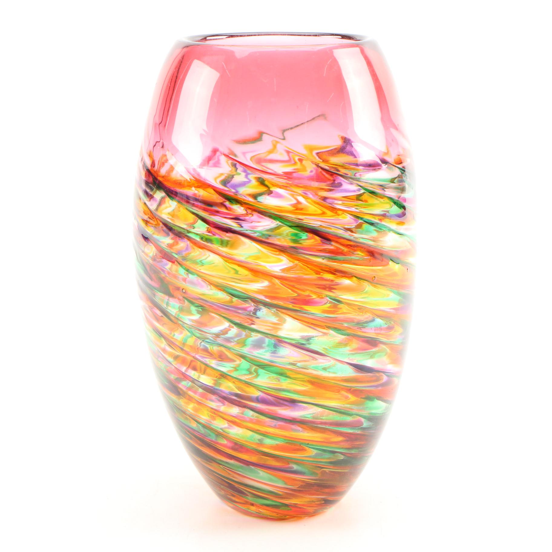 Michael Trimpol for Little River Hotglass Studio Art Glass Vase, 2014 | EBTH