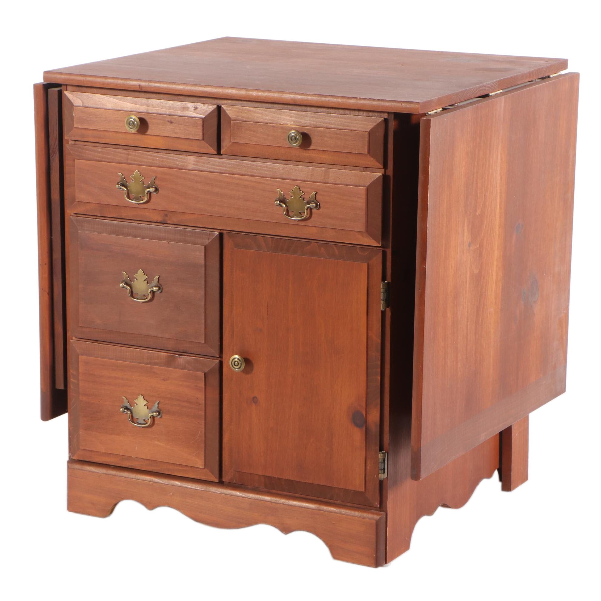 Early American Style Stained Pine Drop Leaf Buffet Server, Mid-20th ...