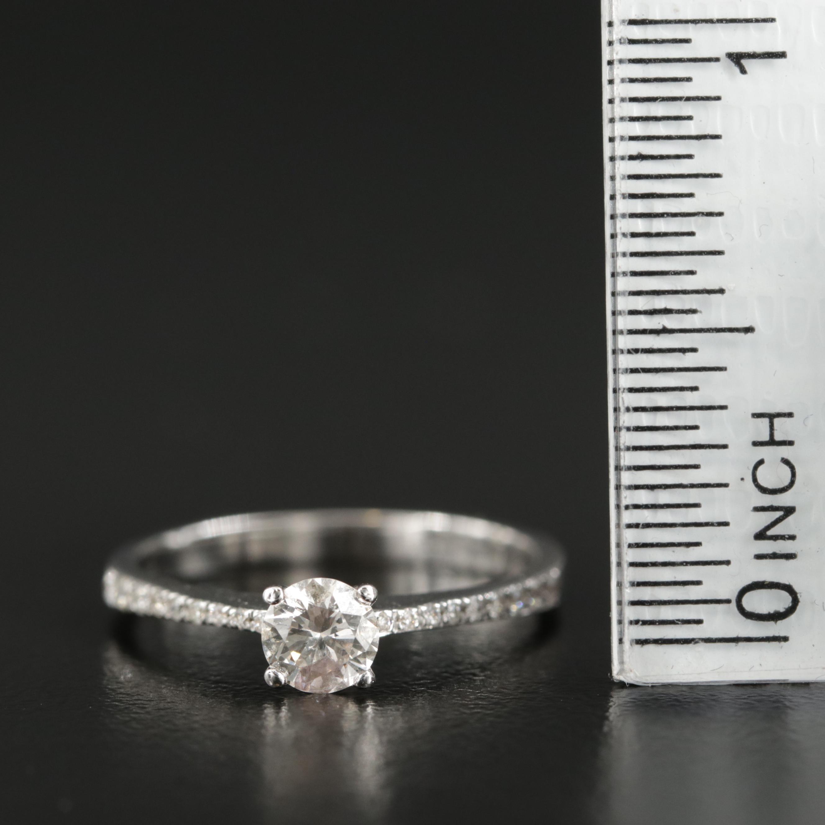 14K Gold Diamond Ring with Reverse Tapered Shoulders | EBTH