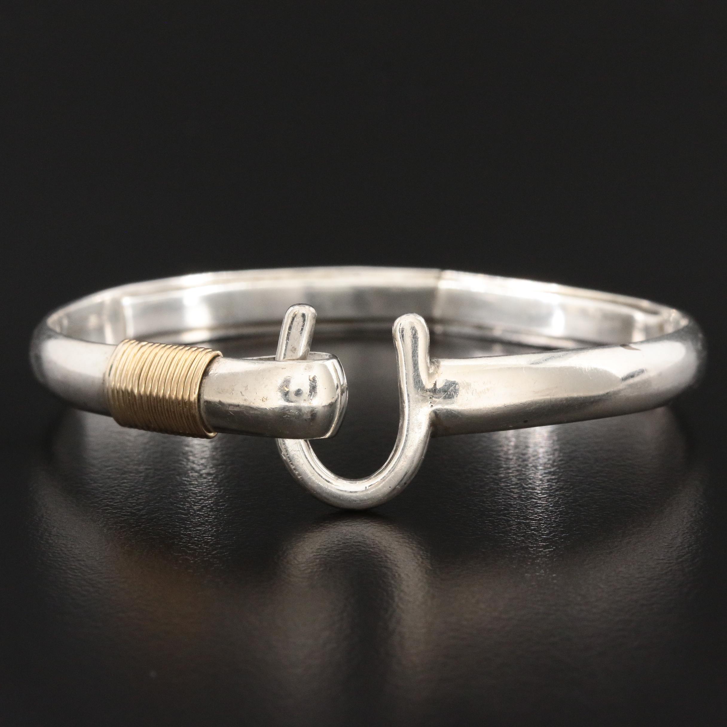 Sonya Sterling Silver Hook Bracelet with 14K Gold Accent | EBTH