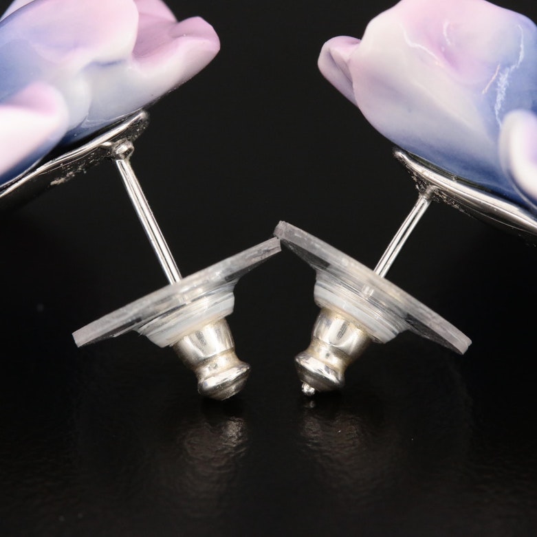 Vintage Franz Crystal and Enamel Iris Earrings | EBTH