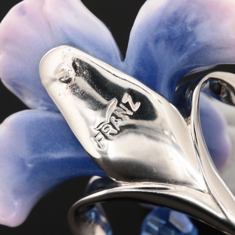 Vintage Franz Crystal and Enamel Iris Earrings | EBTH