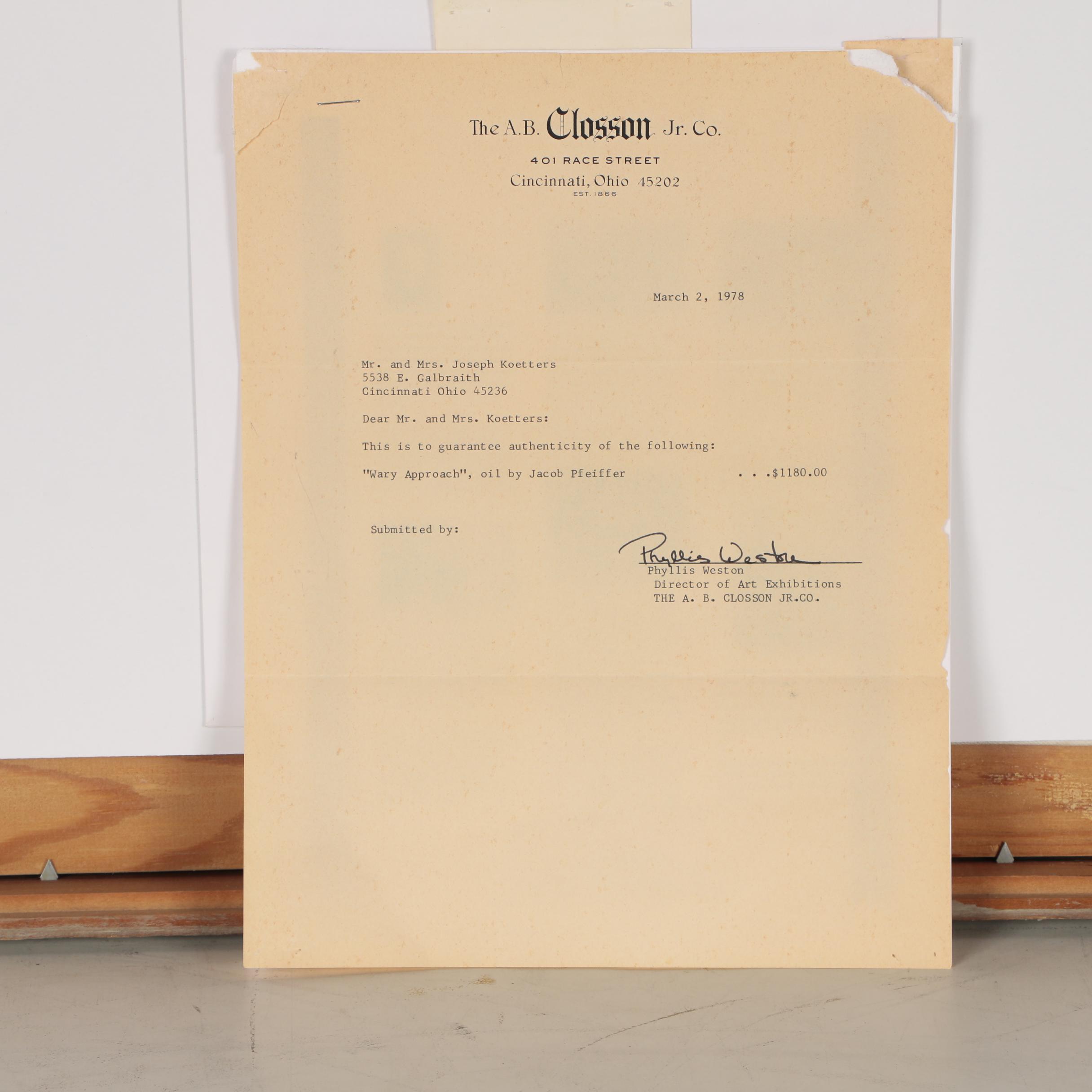 Jacob Pfeiffer Oil Painting "Wary Approach" | EBTH