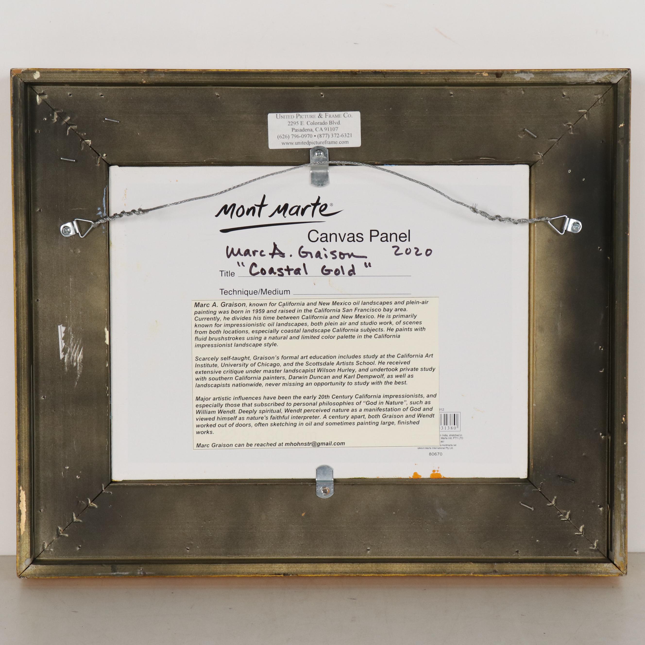 Marc A. Graison California Impressionistic Oil Painting "Coastal Gold ...