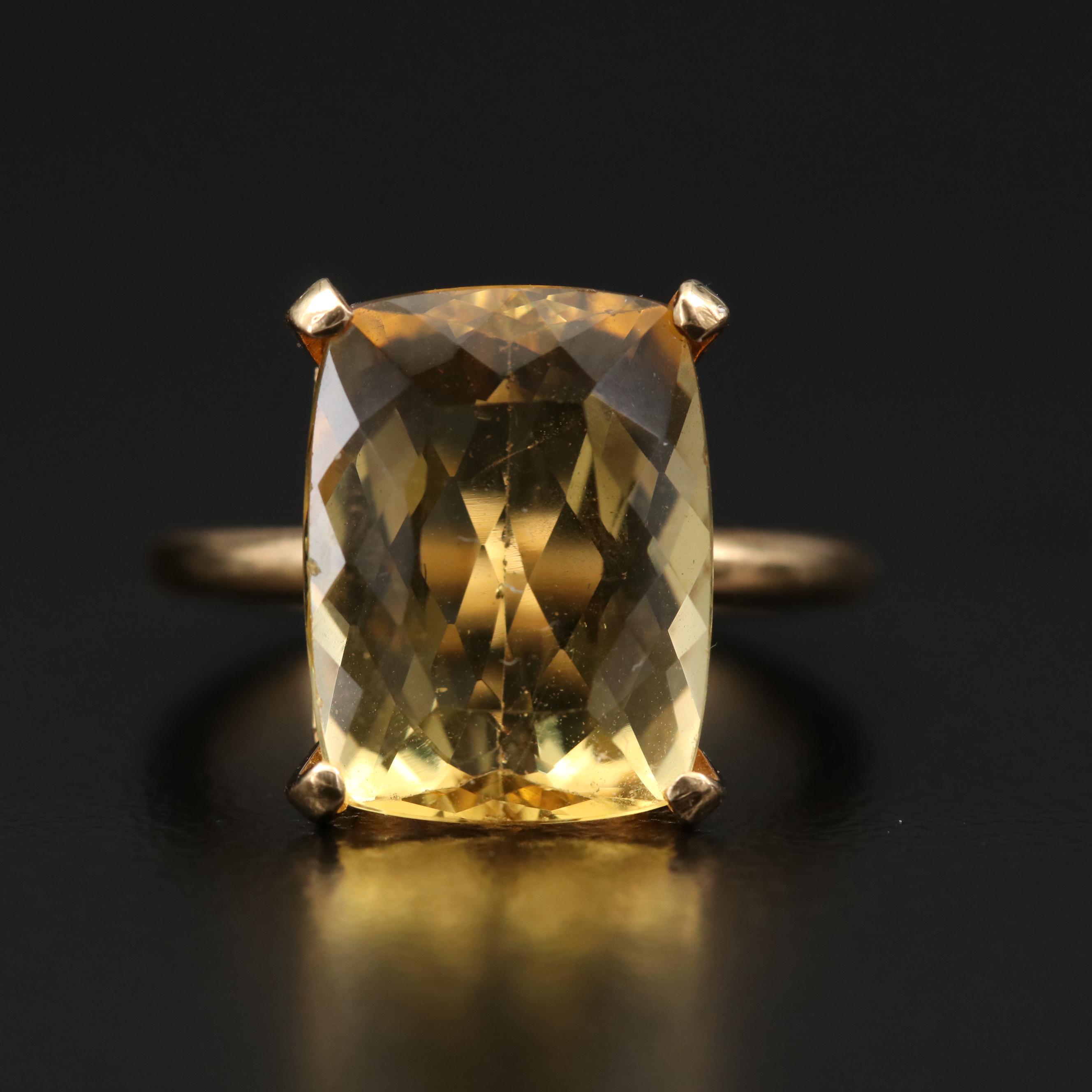 18K Gold 6.21 CT Heliodor Ring | EBTH