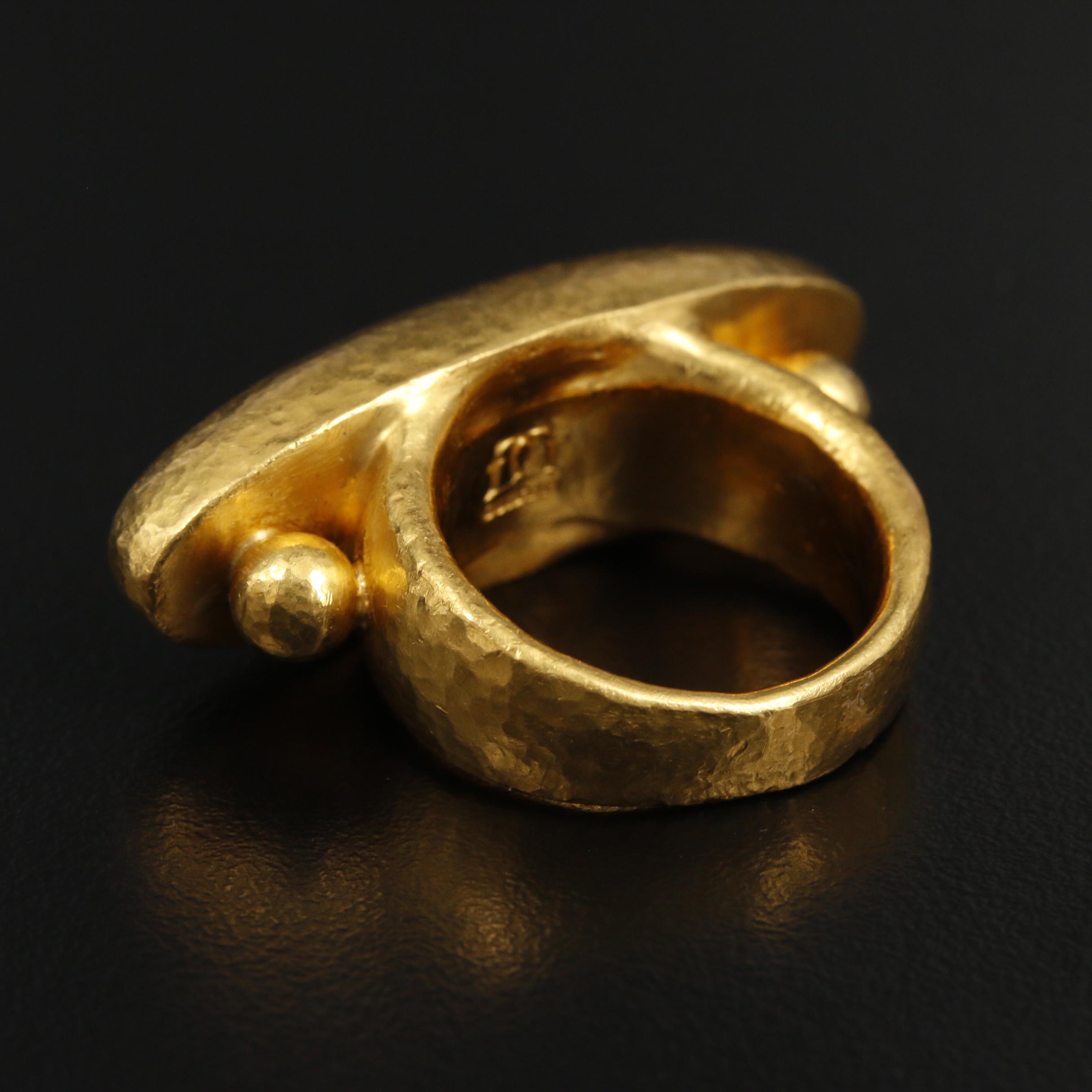 Gurhan 22K Gold Oval Bustemite Ring with Hammered Finish | Everything ...