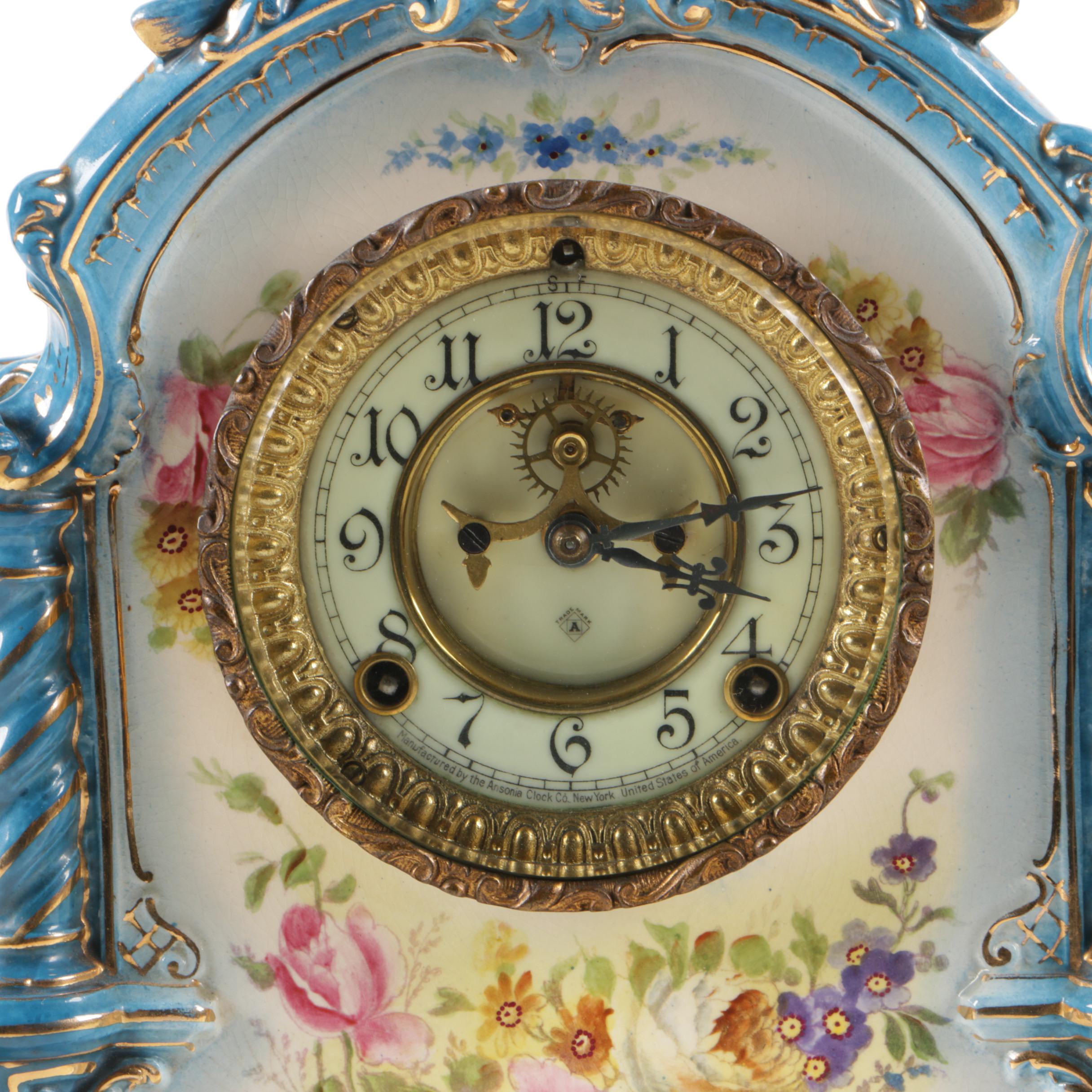 Ansonia Royal Bonn "La Verdon" Porcelain Mantel Clock | EBTH