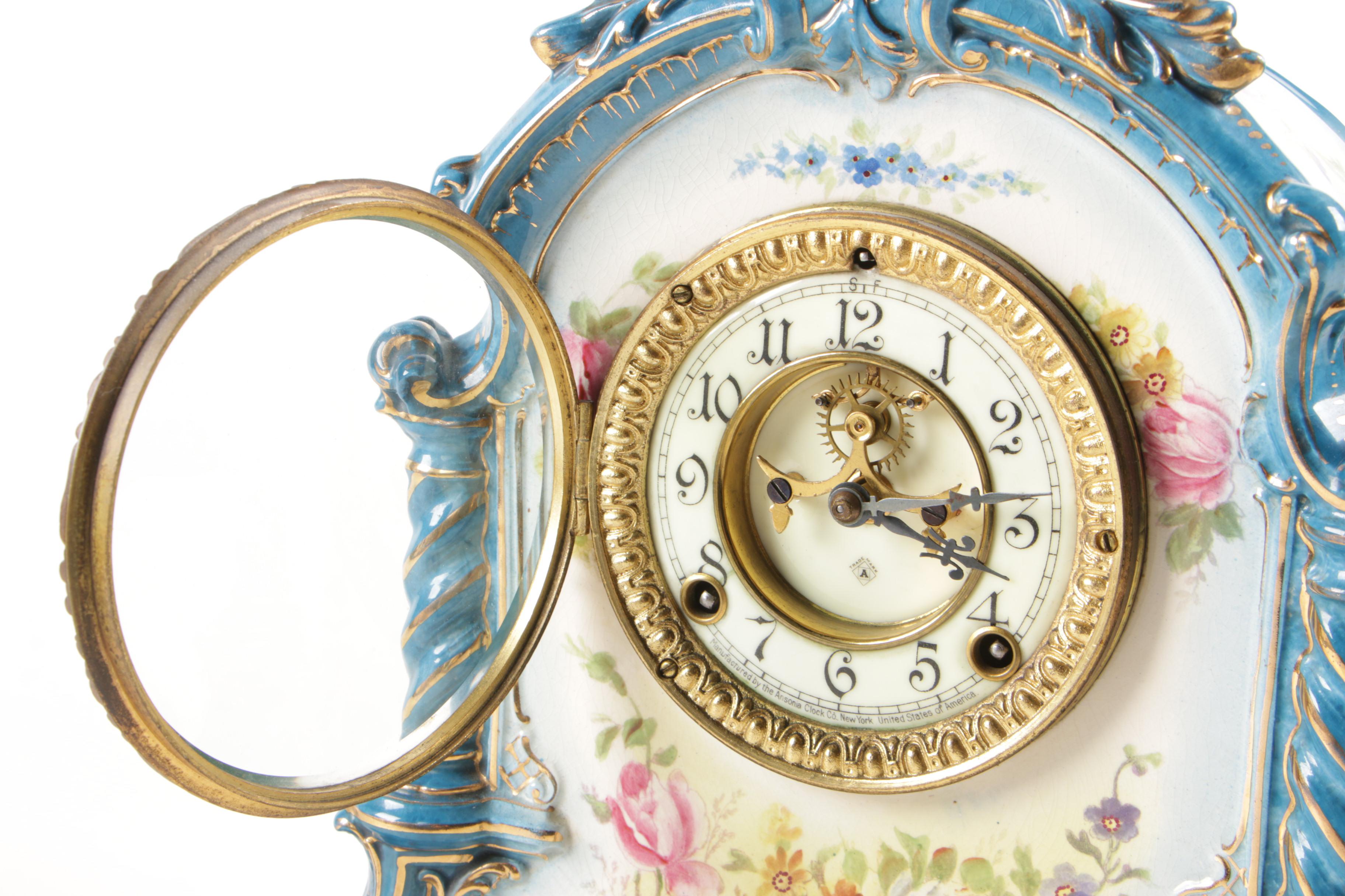 Ansonia Royal Bonn "La Verdon" Porcelain Mantel Clock | EBTH