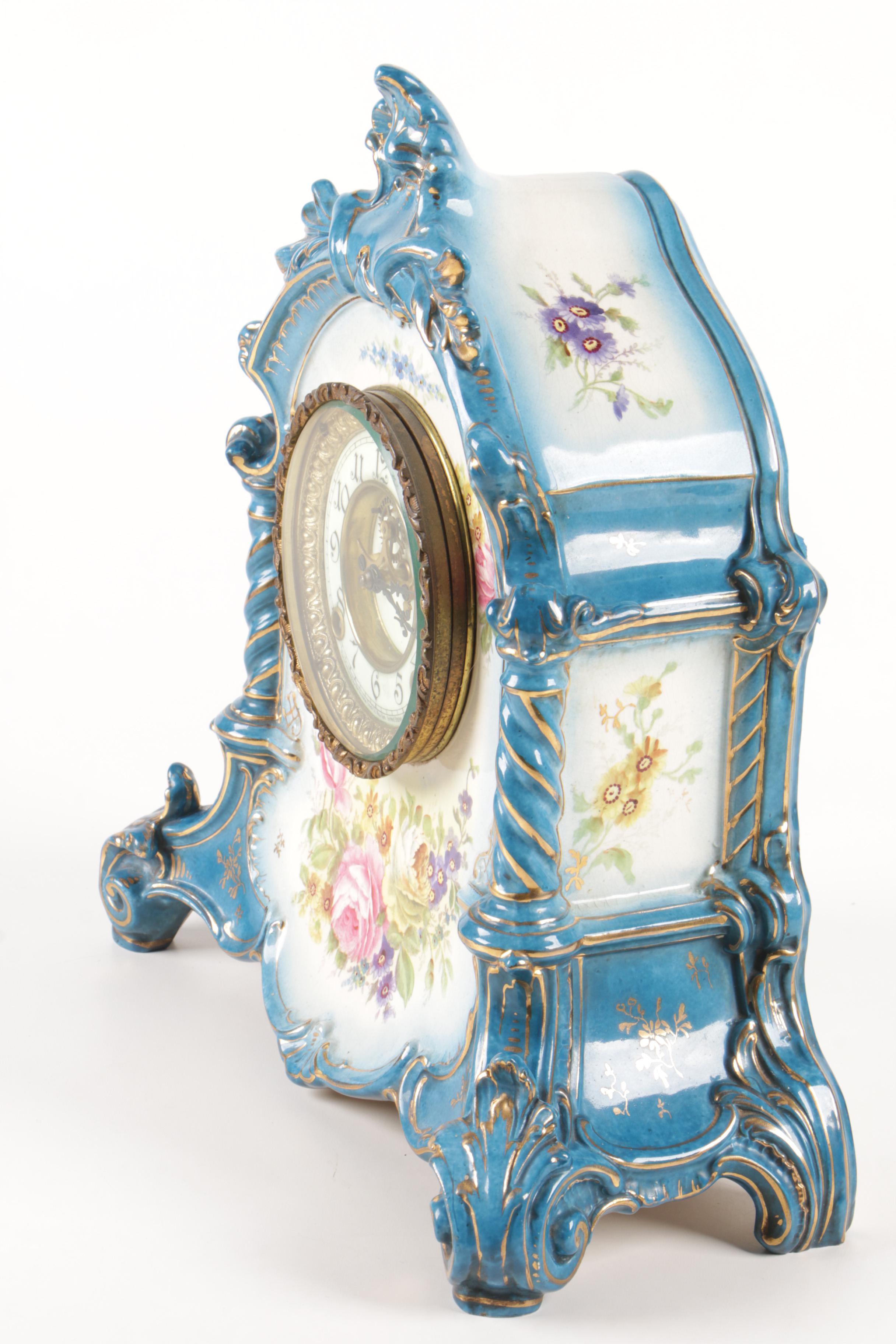 Ansonia Royal Bonn "La Verdon" Porcelain Mantel Clock | EBTH