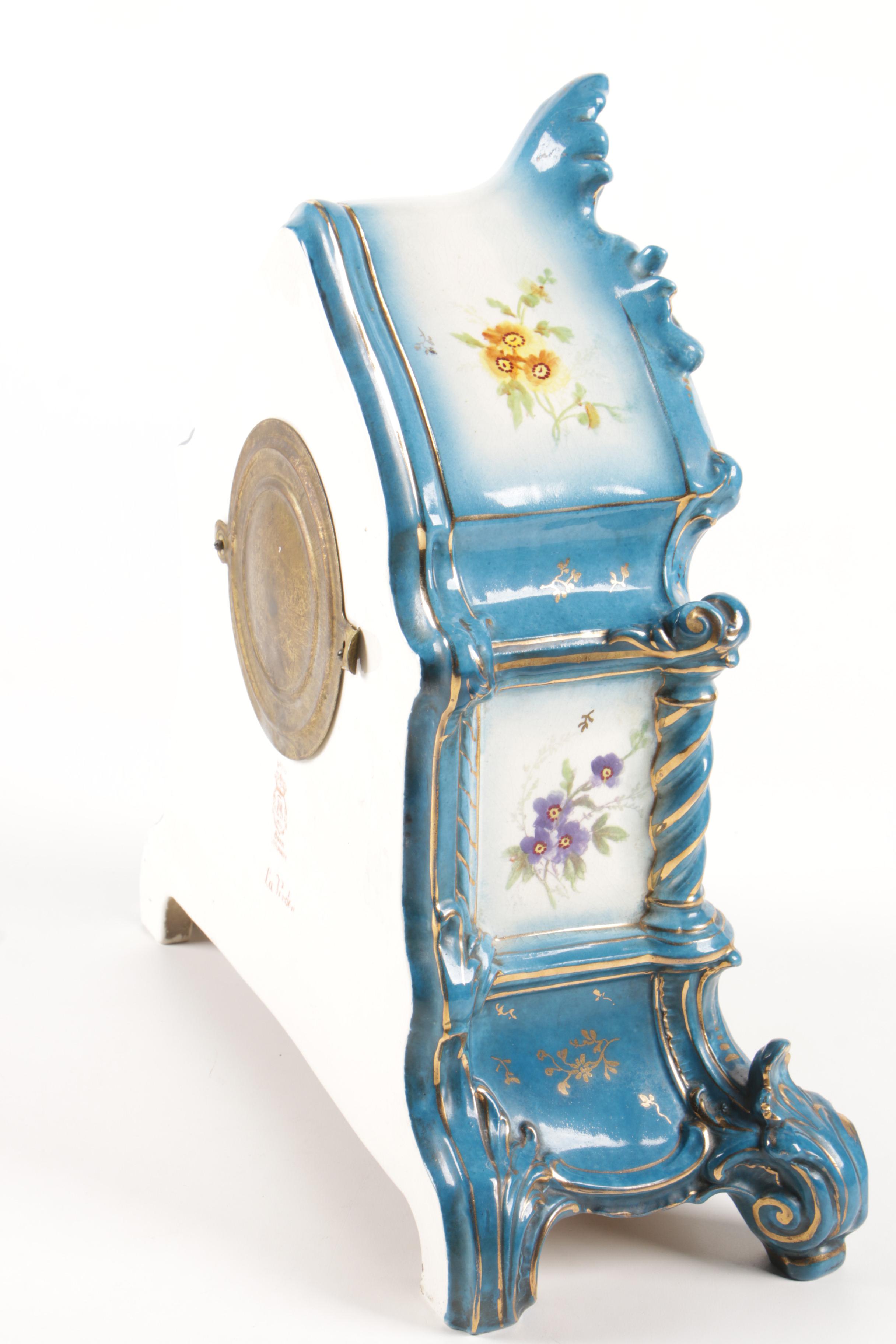Ansonia Royal Bonn "La Verdon" Porcelain Mantel Clock | EBTH