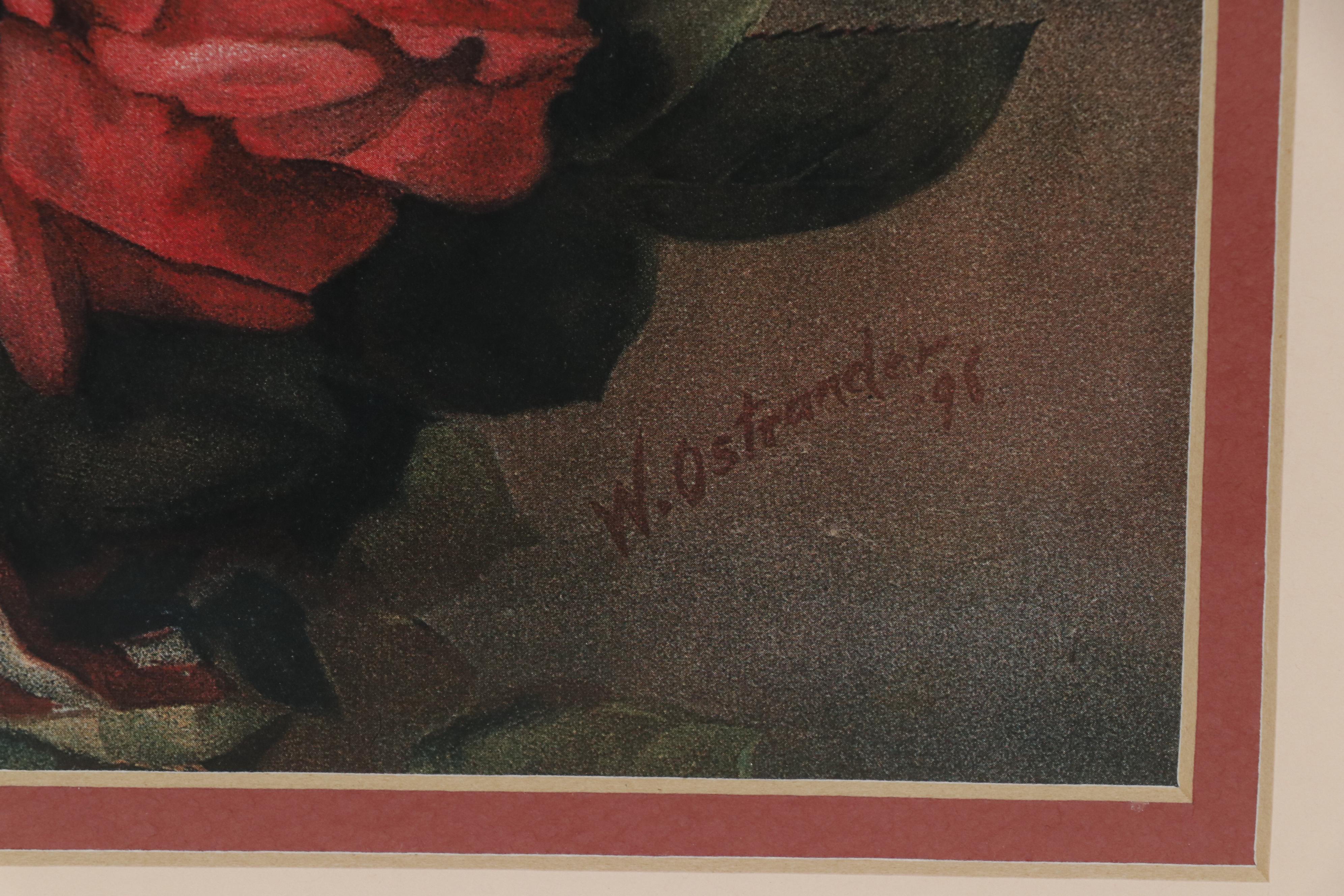 Offset Lithograph after William Ostrander of Flowers and Flag | EBTH