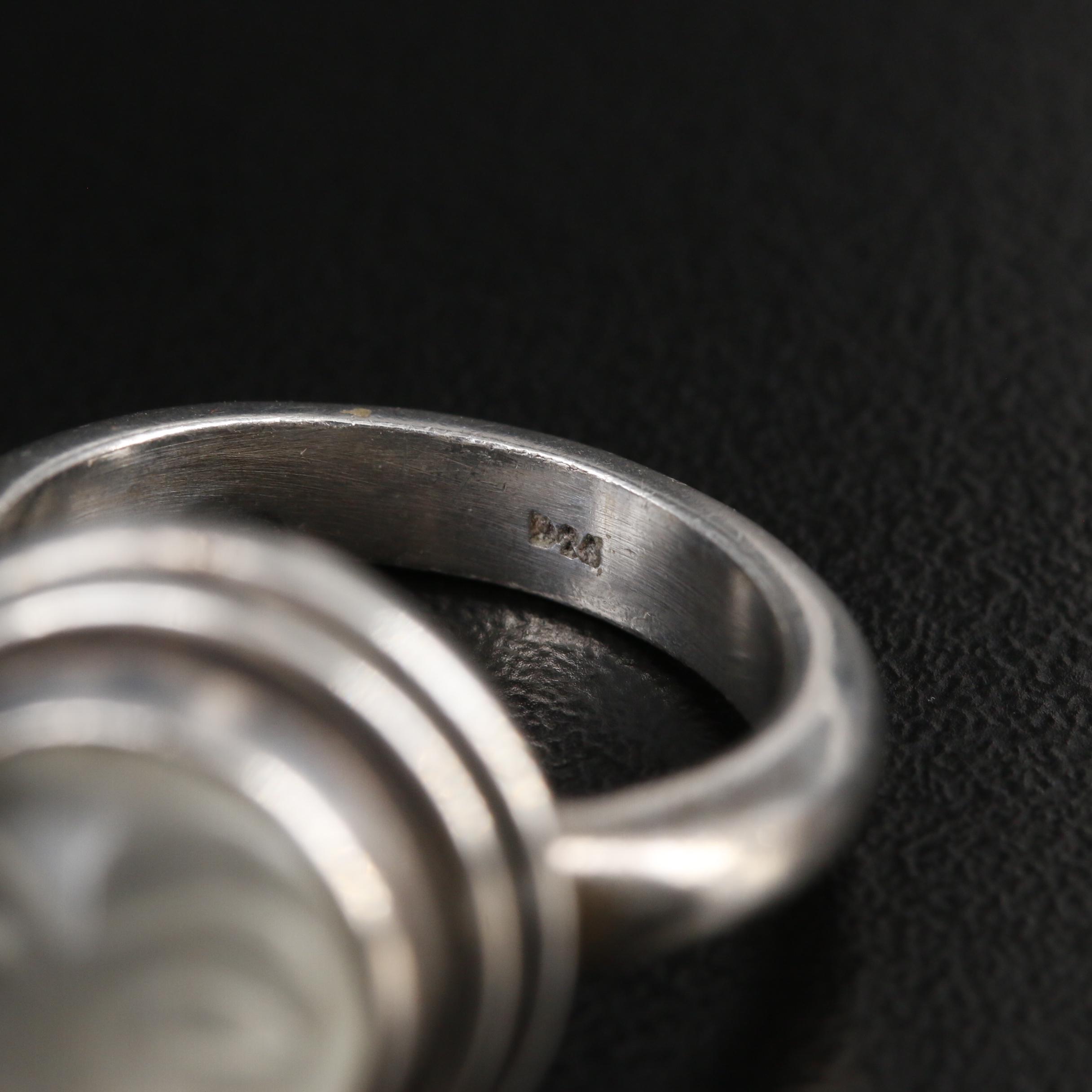 Sterling Silver Sun and Moonstone "Moon Face" Rings | EBTH