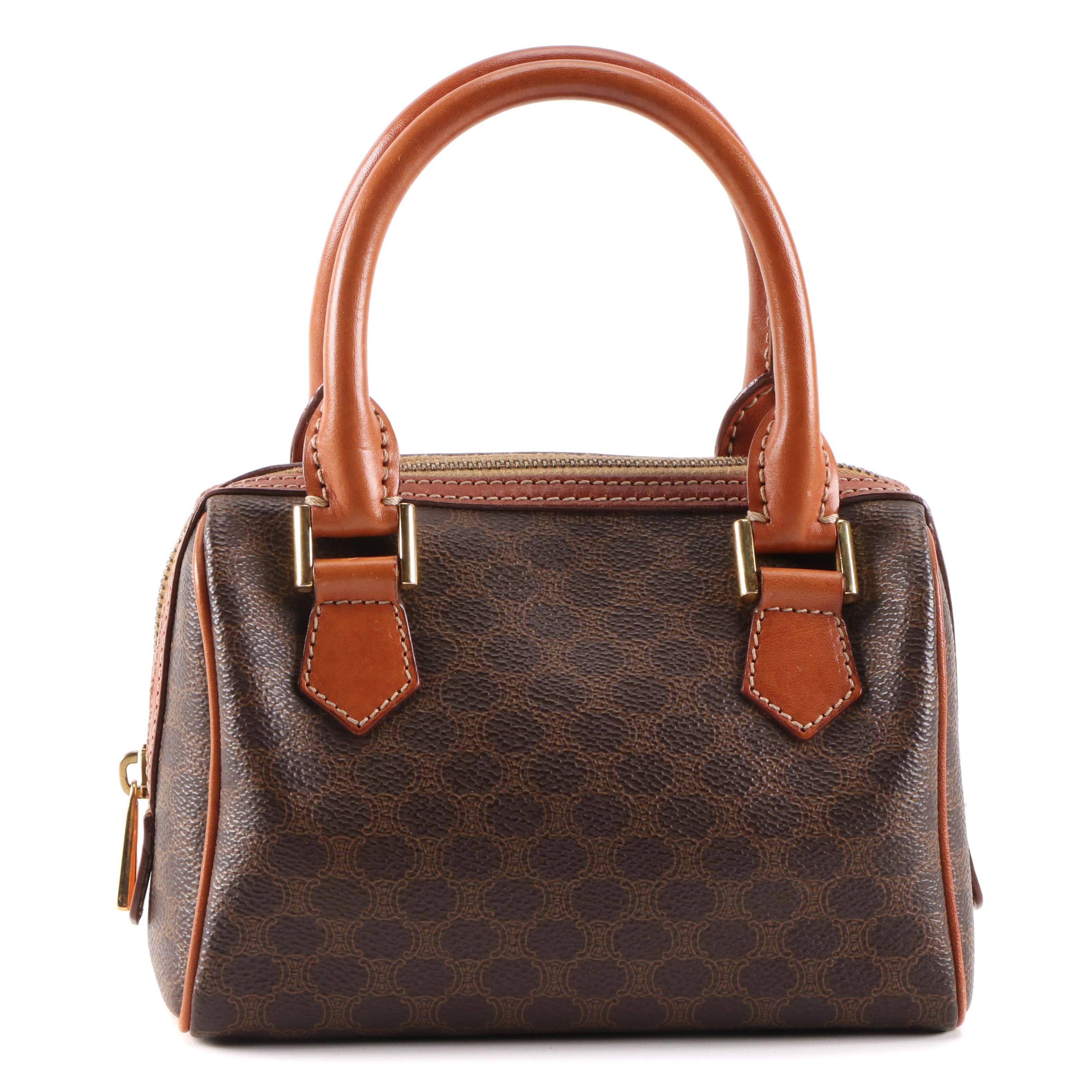 Céline Mini Boston Bag in Macadam Canvas and Leather | EBTH