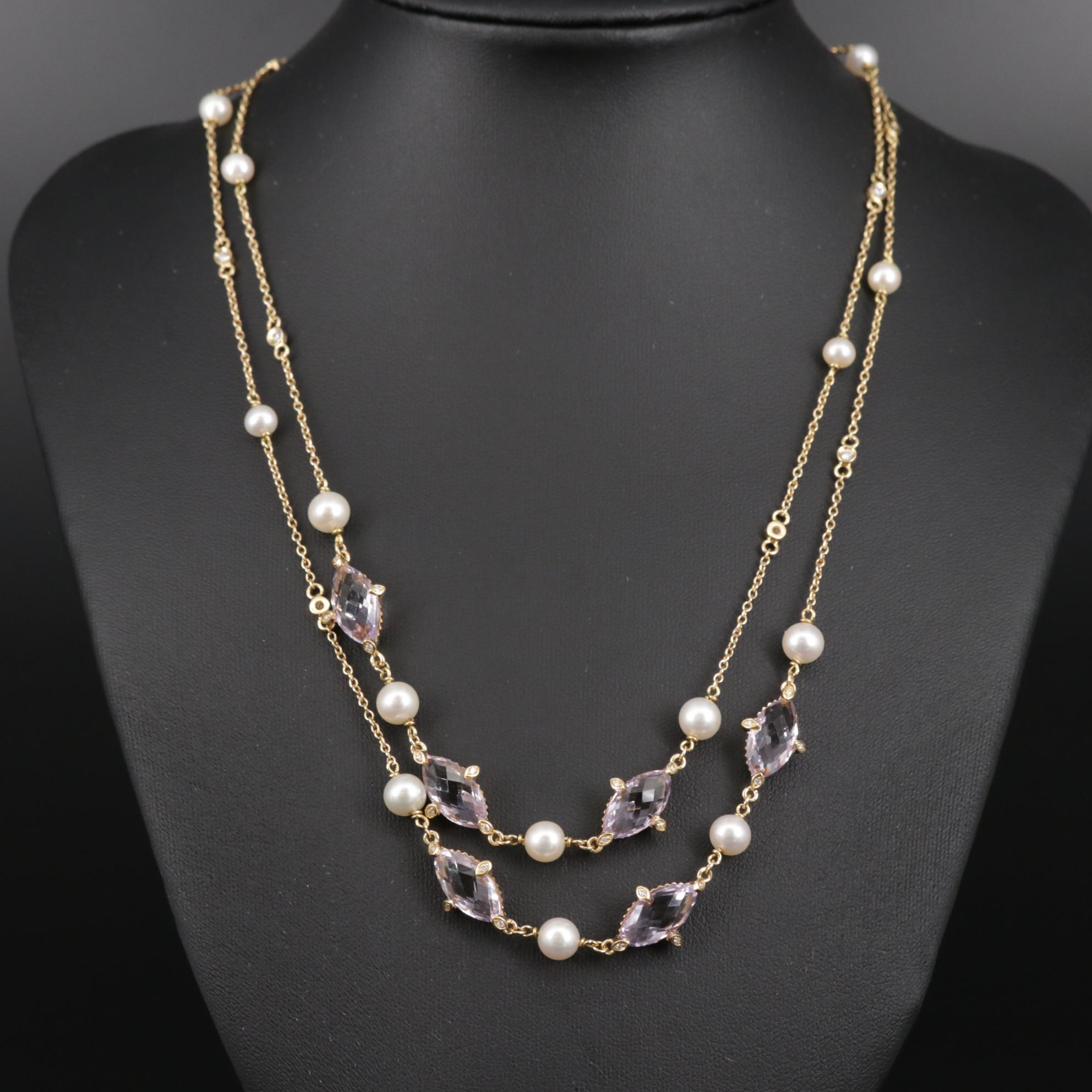 Iridesse by Tiffany & Co. 18K Pearl, Amethyst, Diamond Station Necklace ...