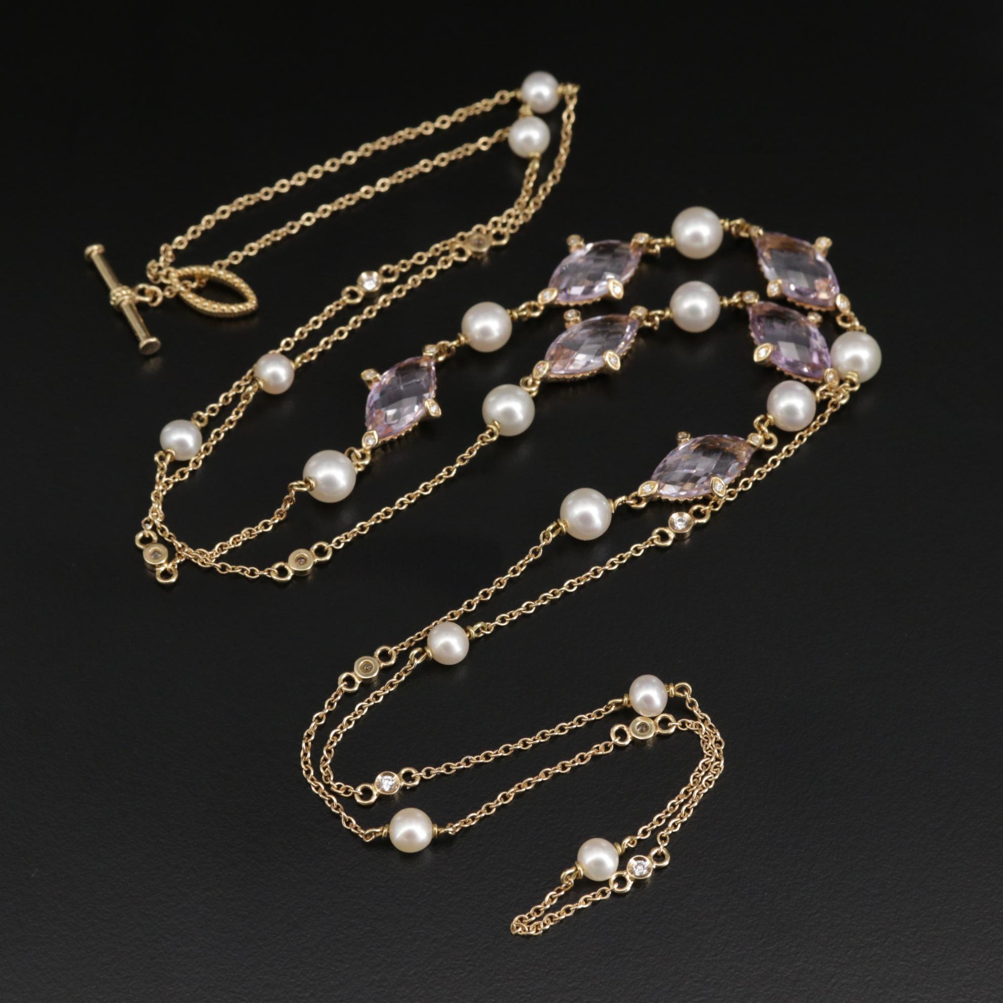 Iridesse by Tiffany & Co. 18K Pearl, Amethyst, Diamond Station Necklace ...