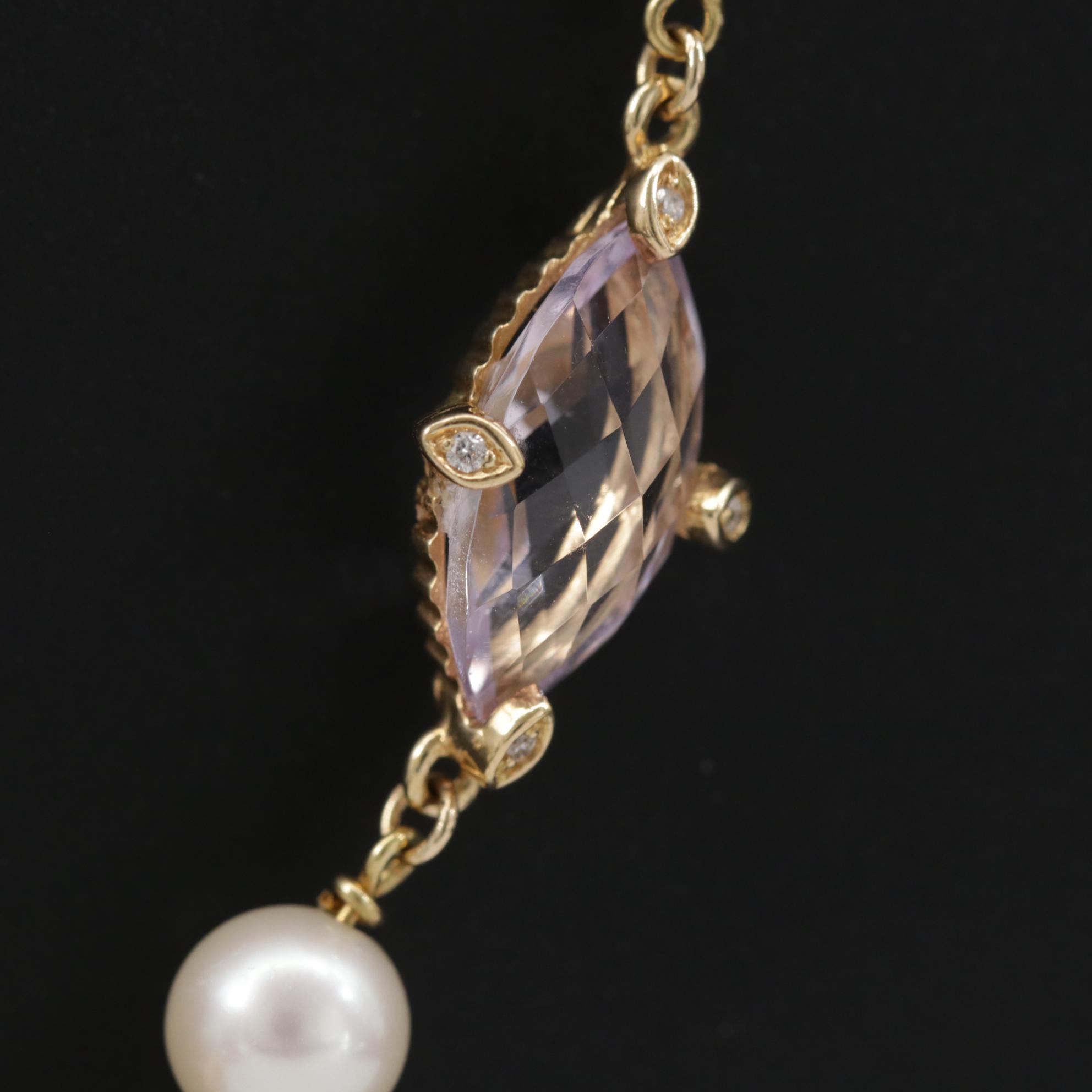 Iridesse by Tiffany & Co. 18K Pearl, Amethyst, Diamond Station Necklace ...