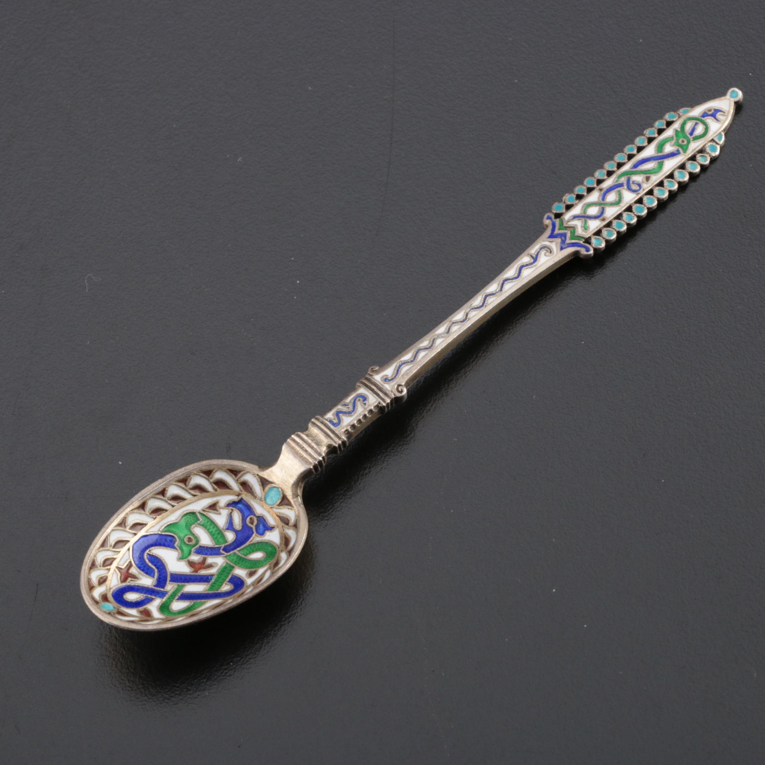 David Andersen Sterling Silver Spoon and Fork with a Danish Enameled ...