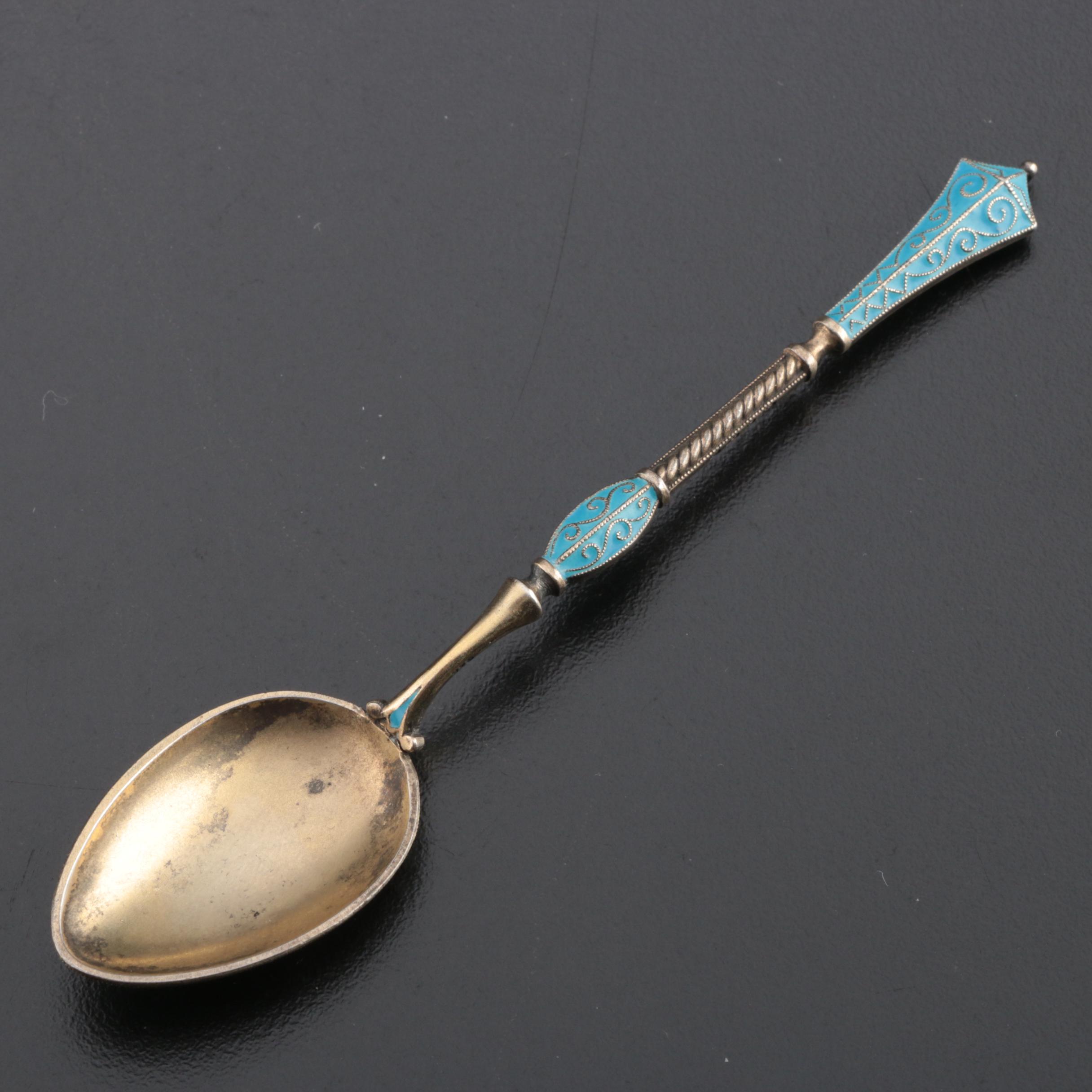 David Andersen Sterling Silver Spoon and Fork with a Danish Enameled ...