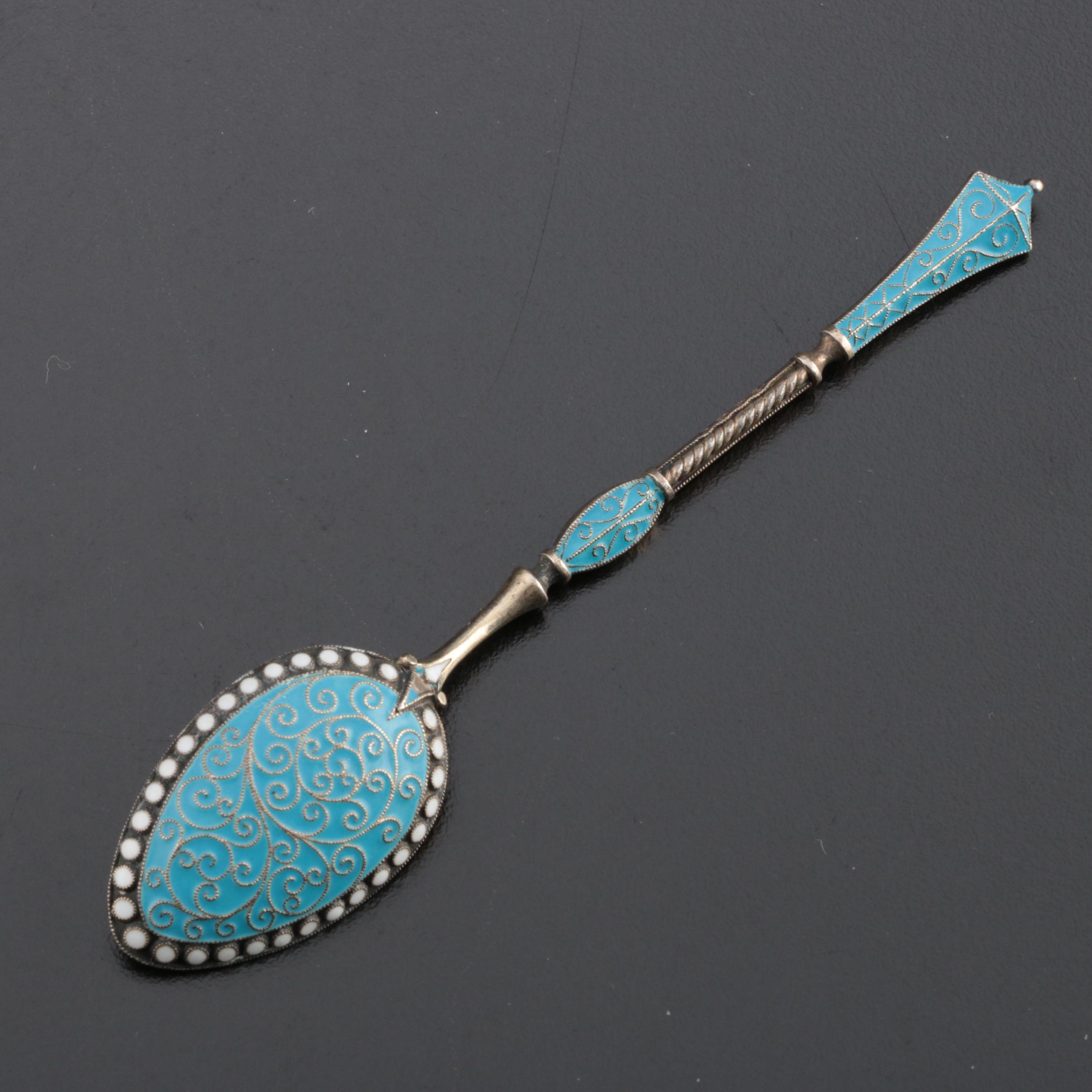 David Andersen Sterling Silver Spoon and Fork with a Danish Enameled ...