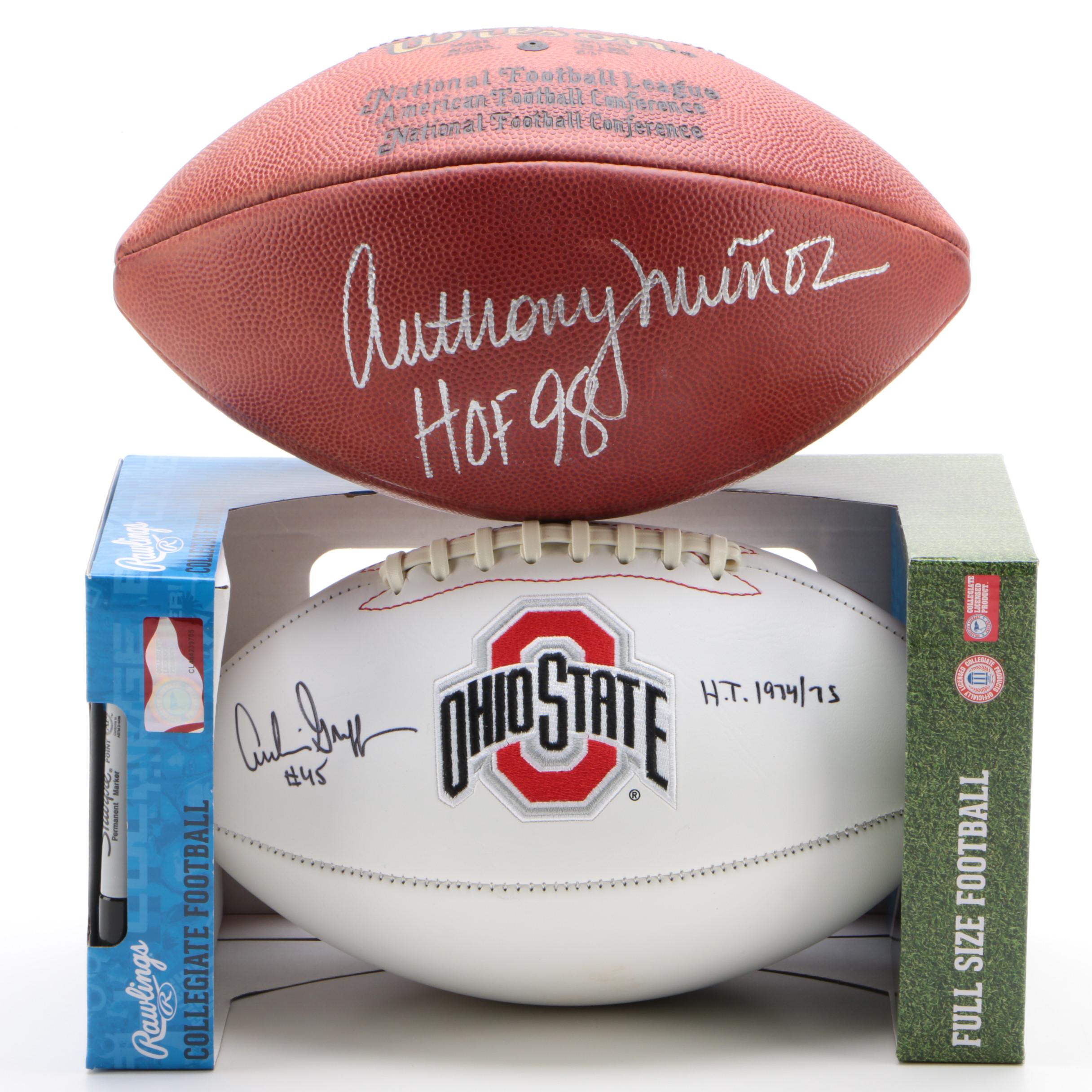 Archie Griffin Ohio State and Anthony Munoz Wilson Signed Footballs ...