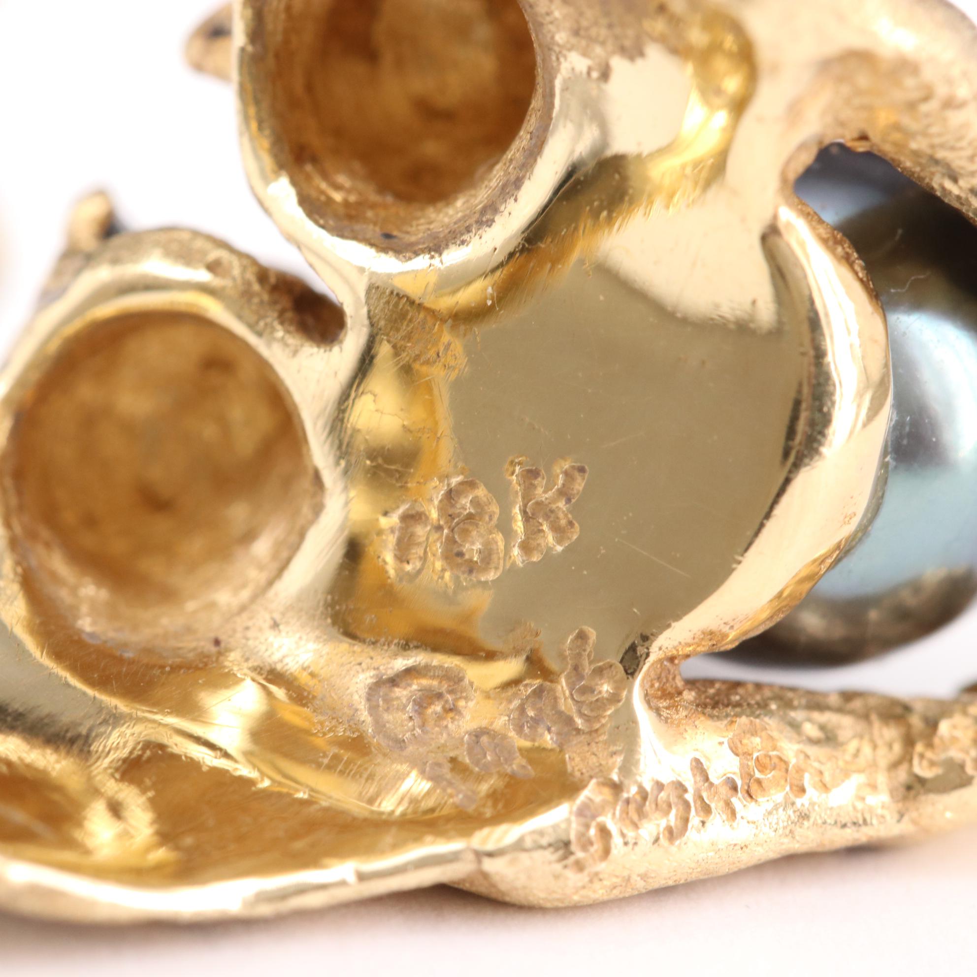 18K Yellow Gold and Black Enamel Double Tiger Pearl Ring | Everything ...