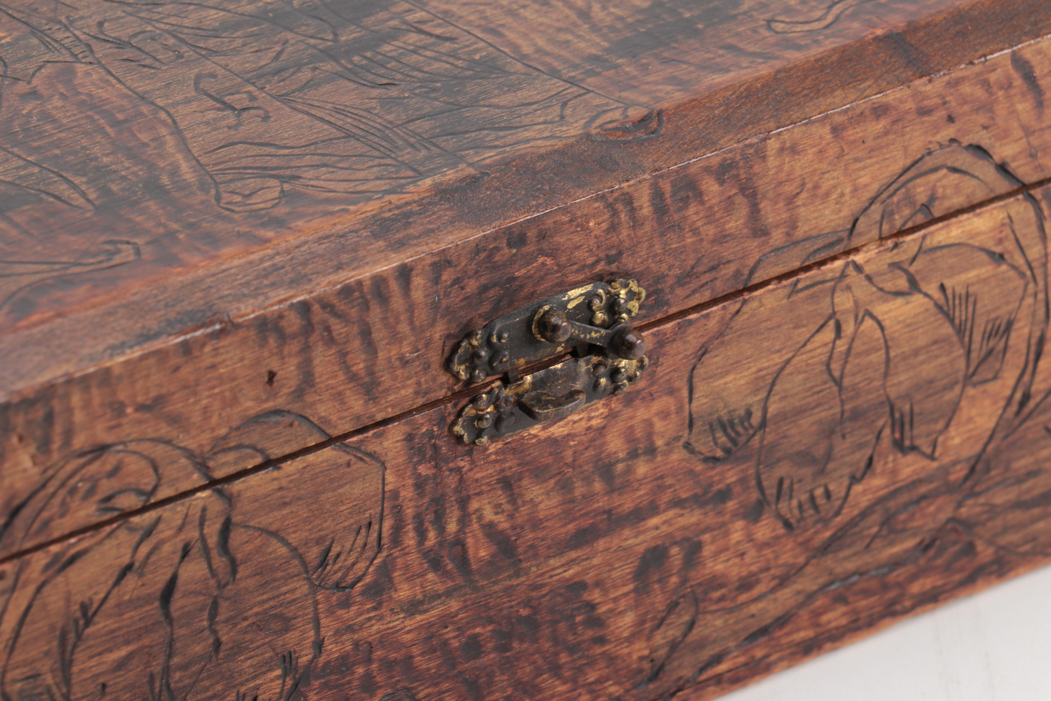 Two Figural Pyrography Boxes | Everything But The House