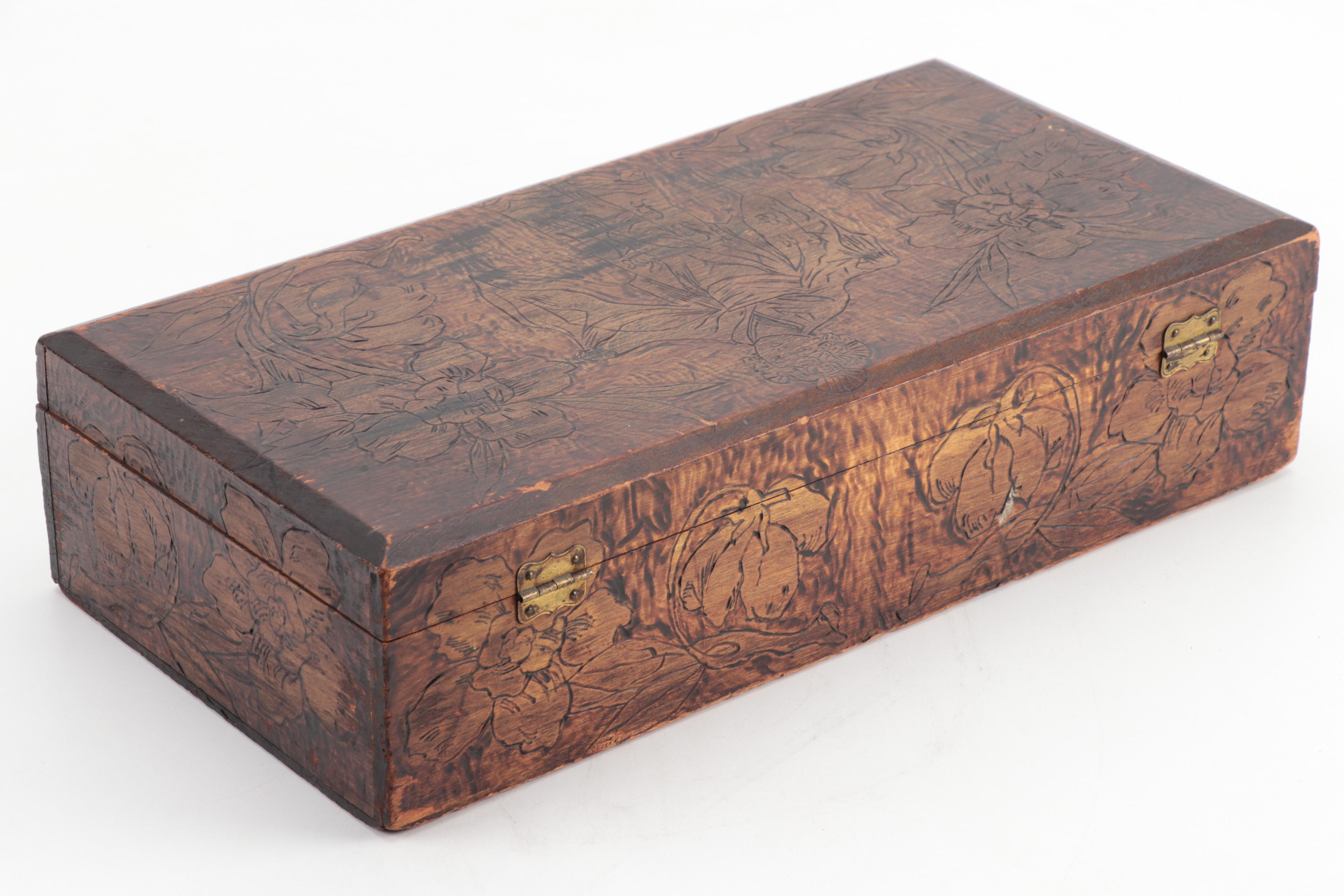Two Figural Pyrography Boxes | Everything But The House