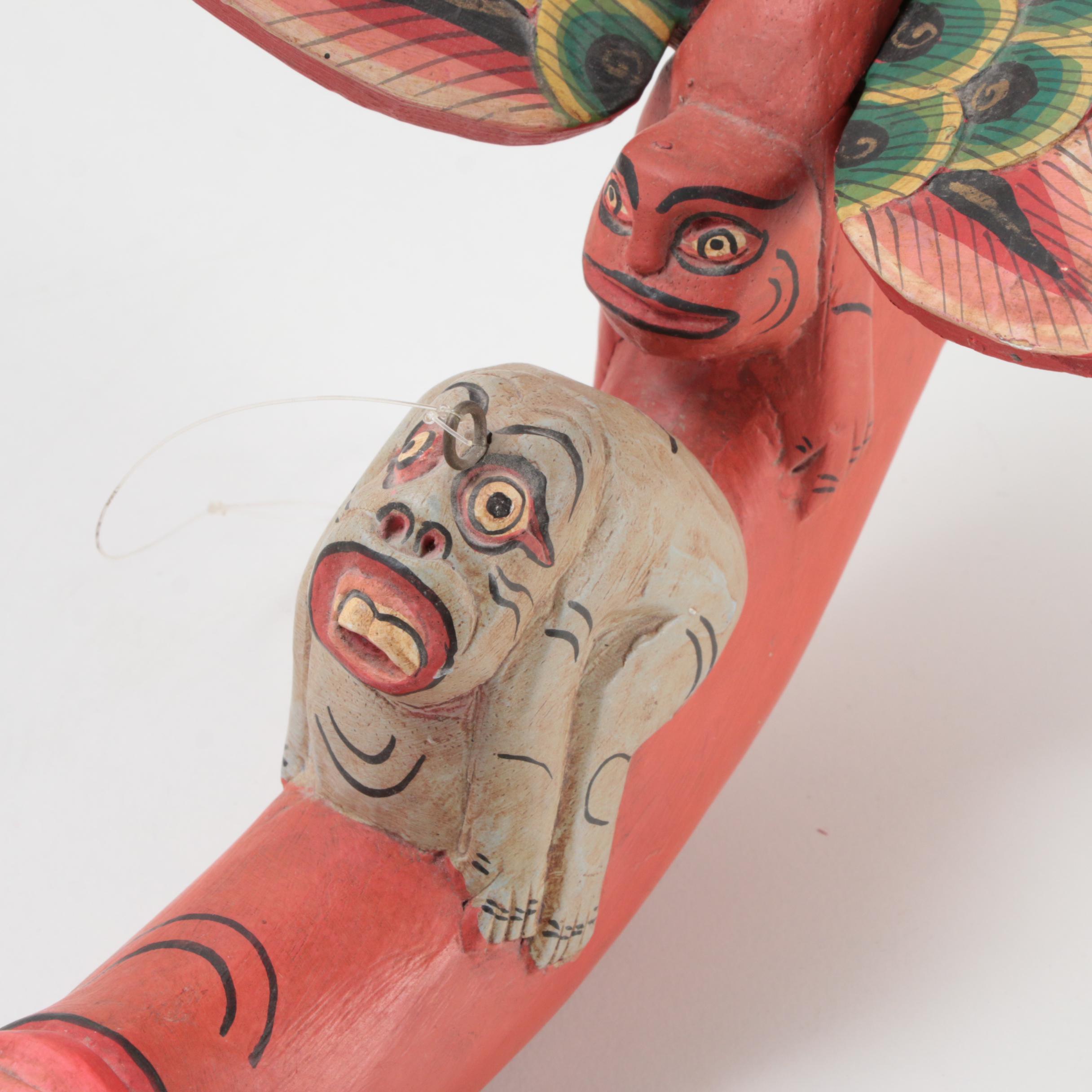 Balinese Hanging Flying Phallus Carved Wood Sculpture | Everything But ...