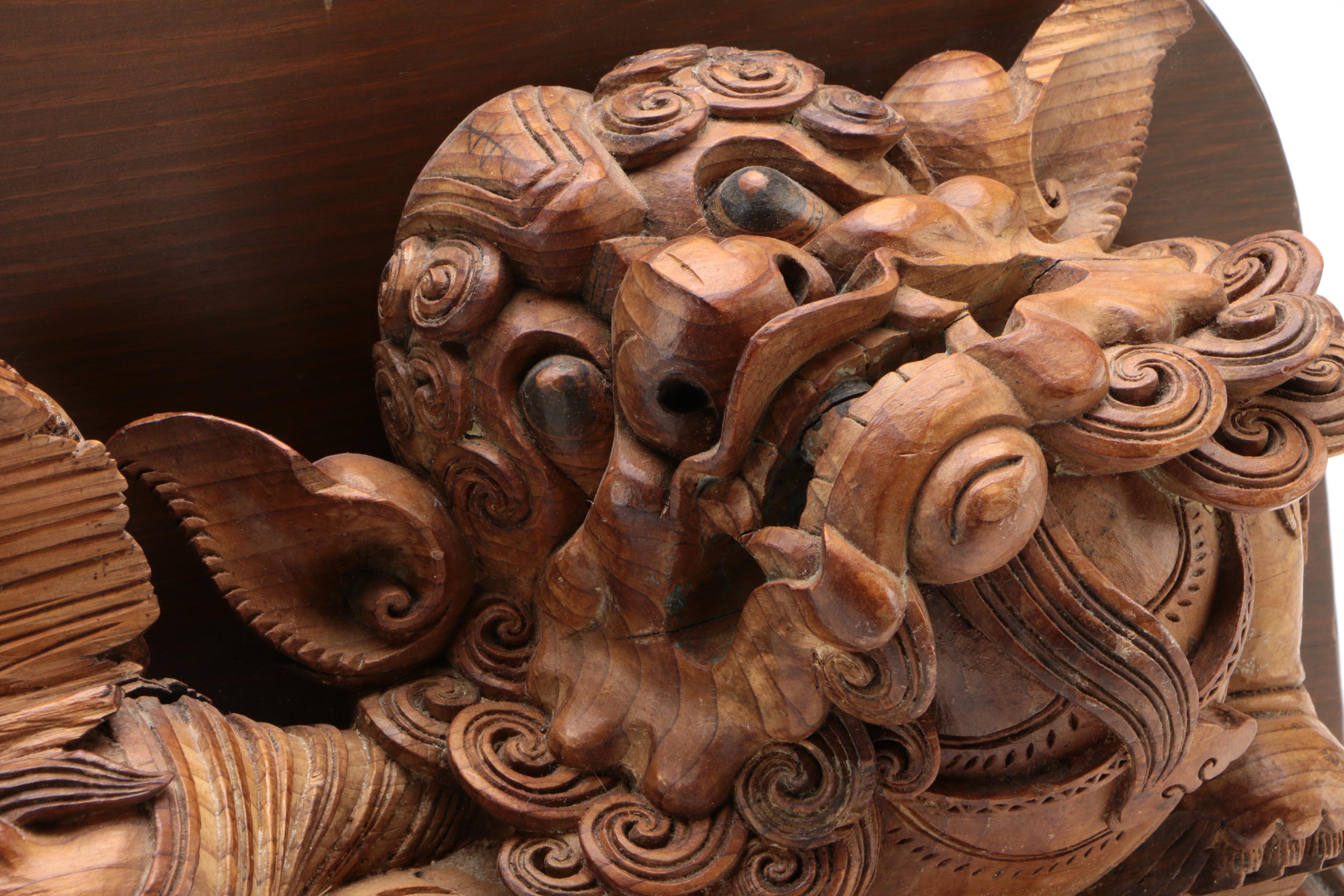 Chinese Carved Wood Dragon Architectural Element Wall Shelf ...