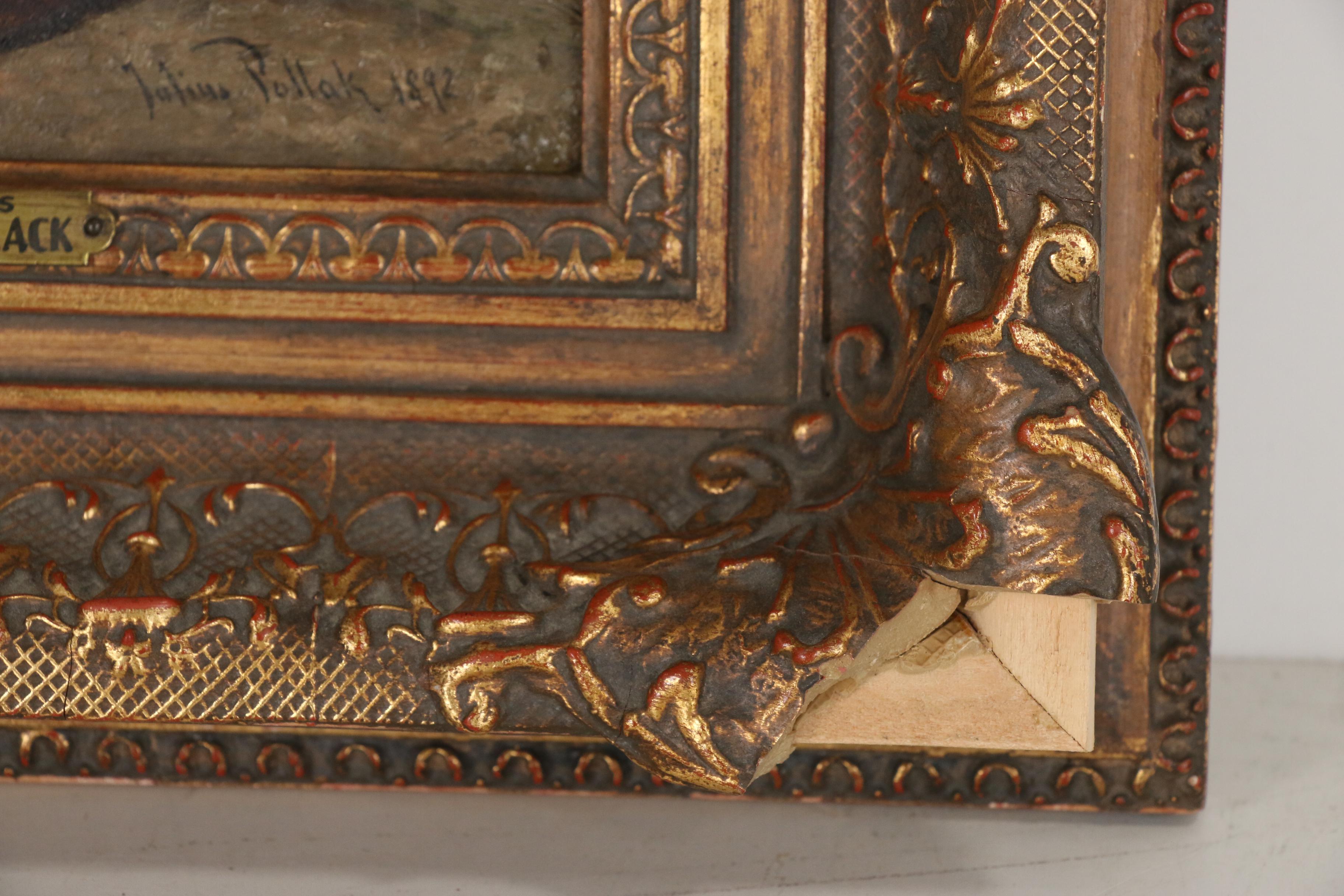 Julius Pollak Oil Painting of Young Girl with Animals, 1892 | EBTH