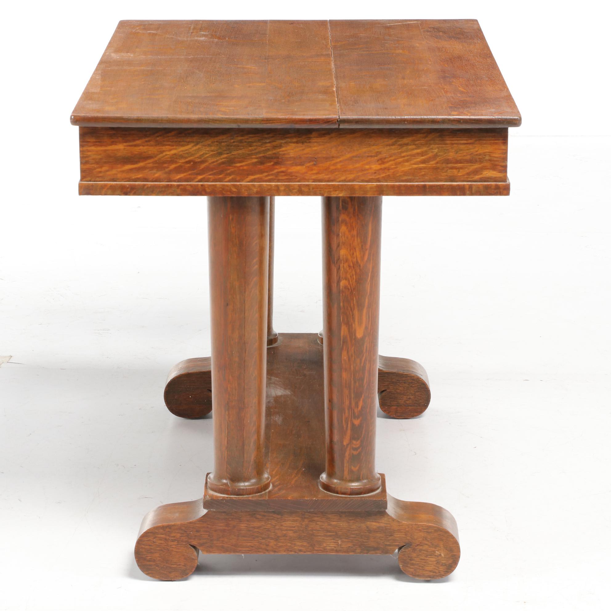 Empire Style Quarter-Sawn Oak Library Table, circa 1910 | EBTH
