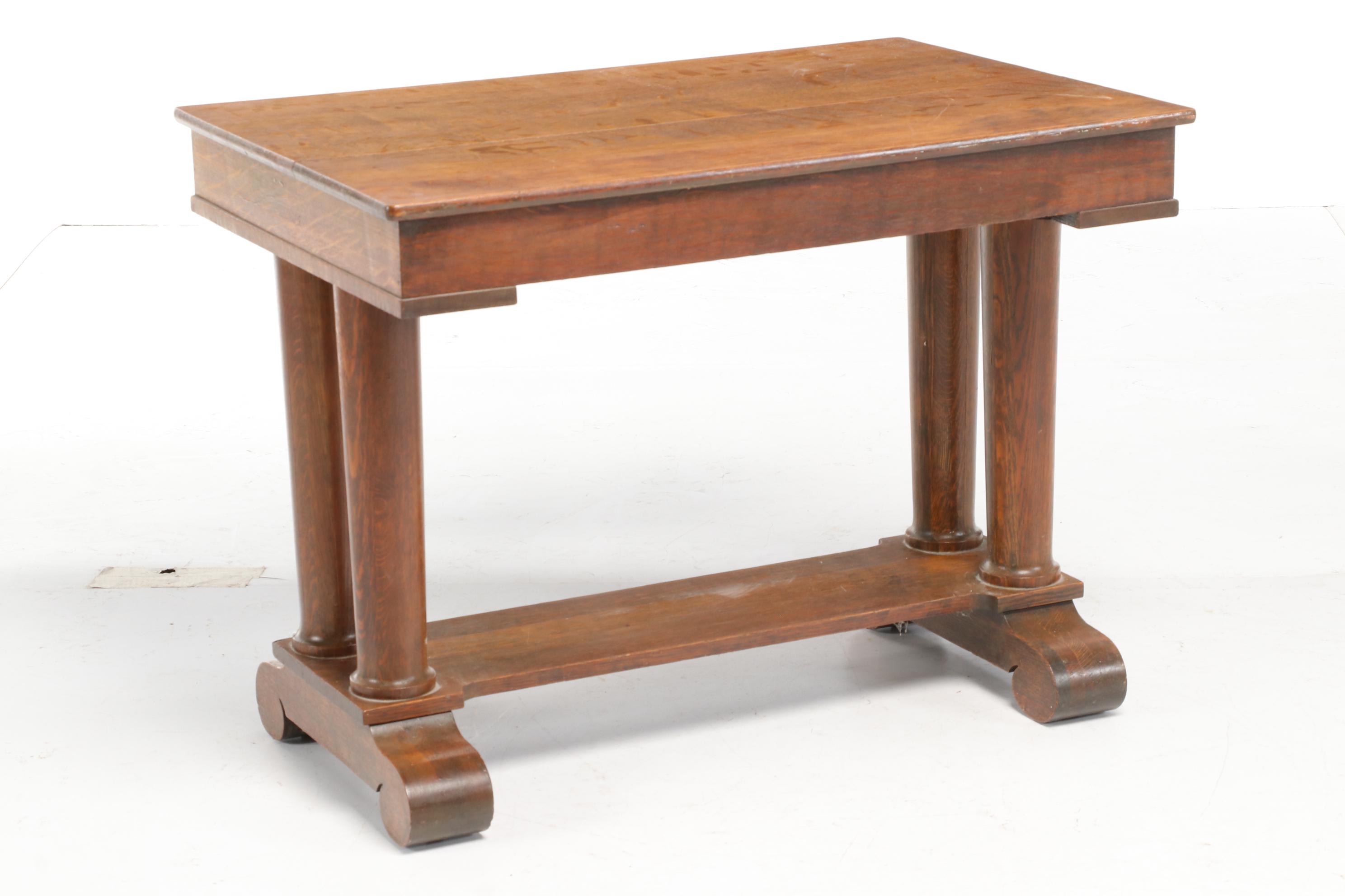 Empire Style Quarter-Sawn Oak Library Table, circa 1910 | EBTH