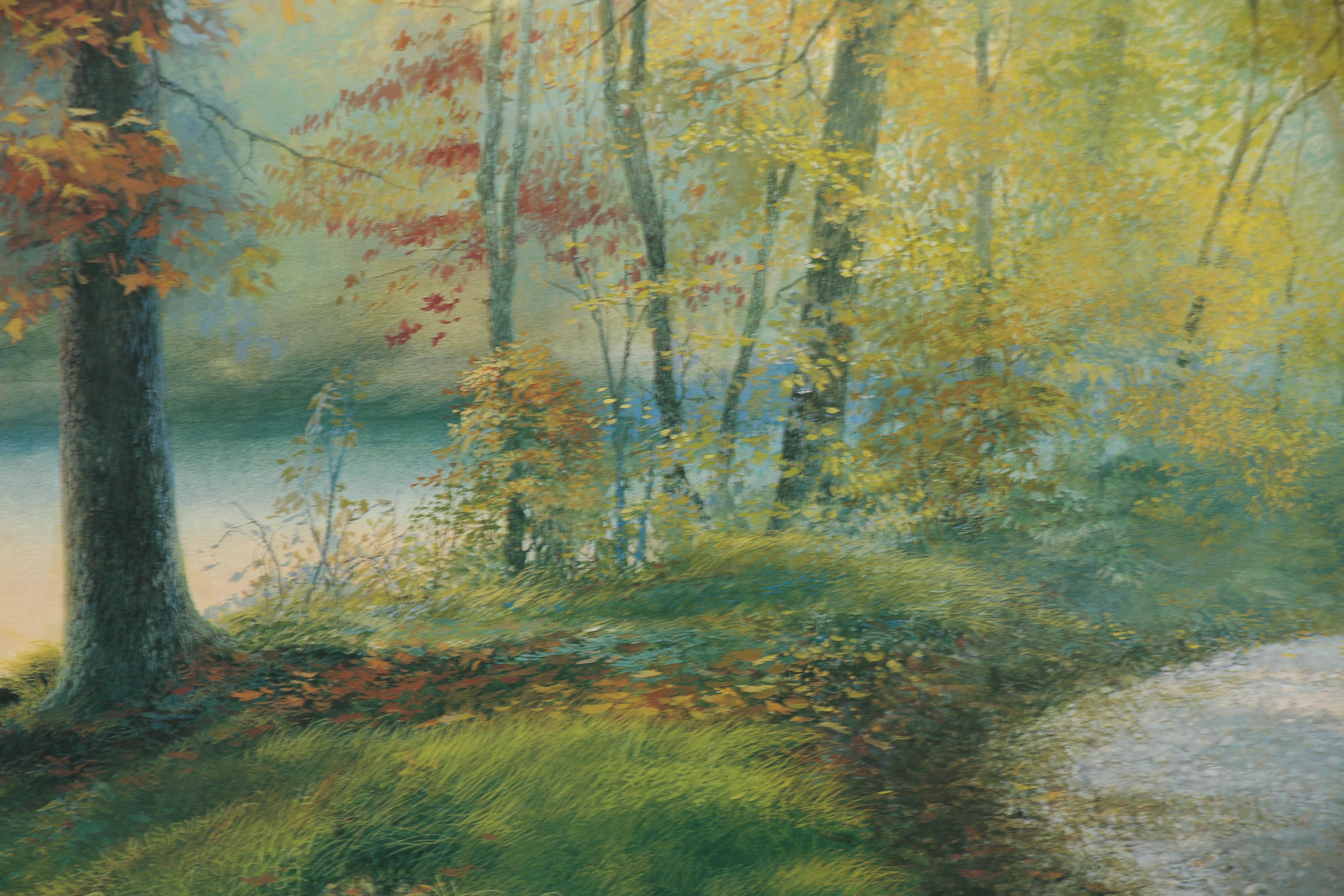 Mitchell Tolle Offset Lithograph of Lakeside Scene | EBTH