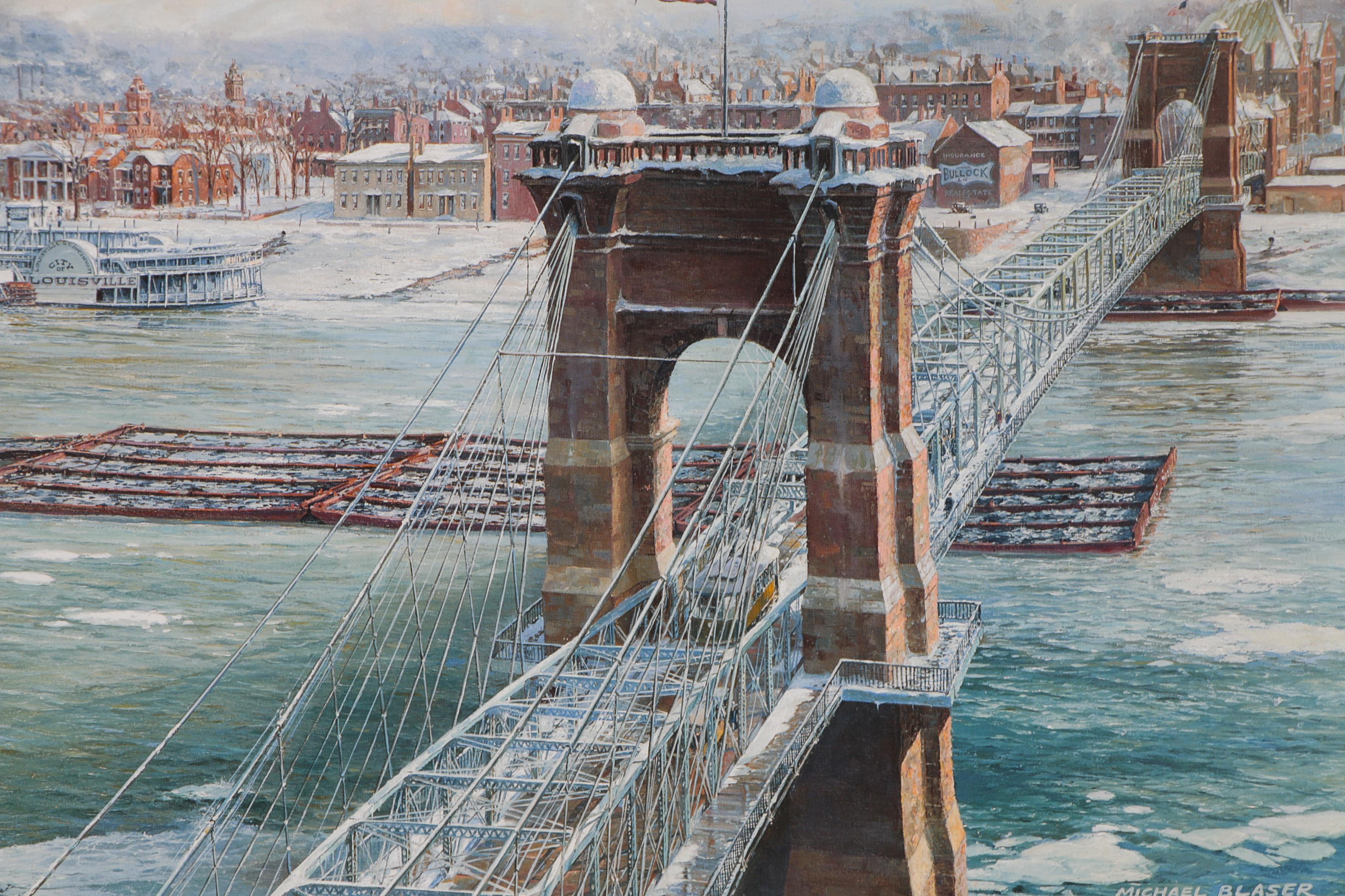 Michael Blaser Offset Lithograph "View of Covington, Christmas of 1917 ...