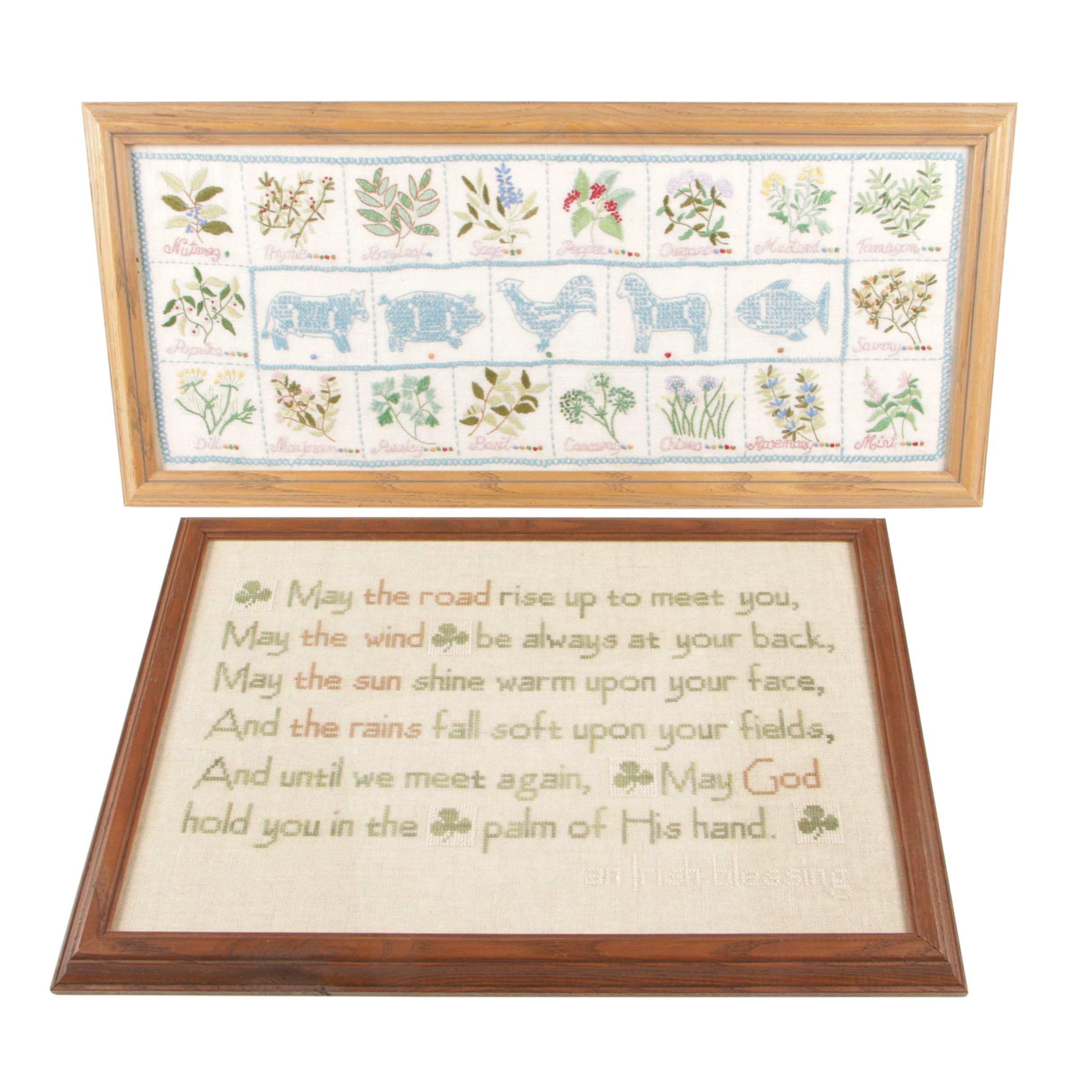 Irish Blessing and Herb Motif Cross-Stitch and Needlepoint Samplers | EBTH