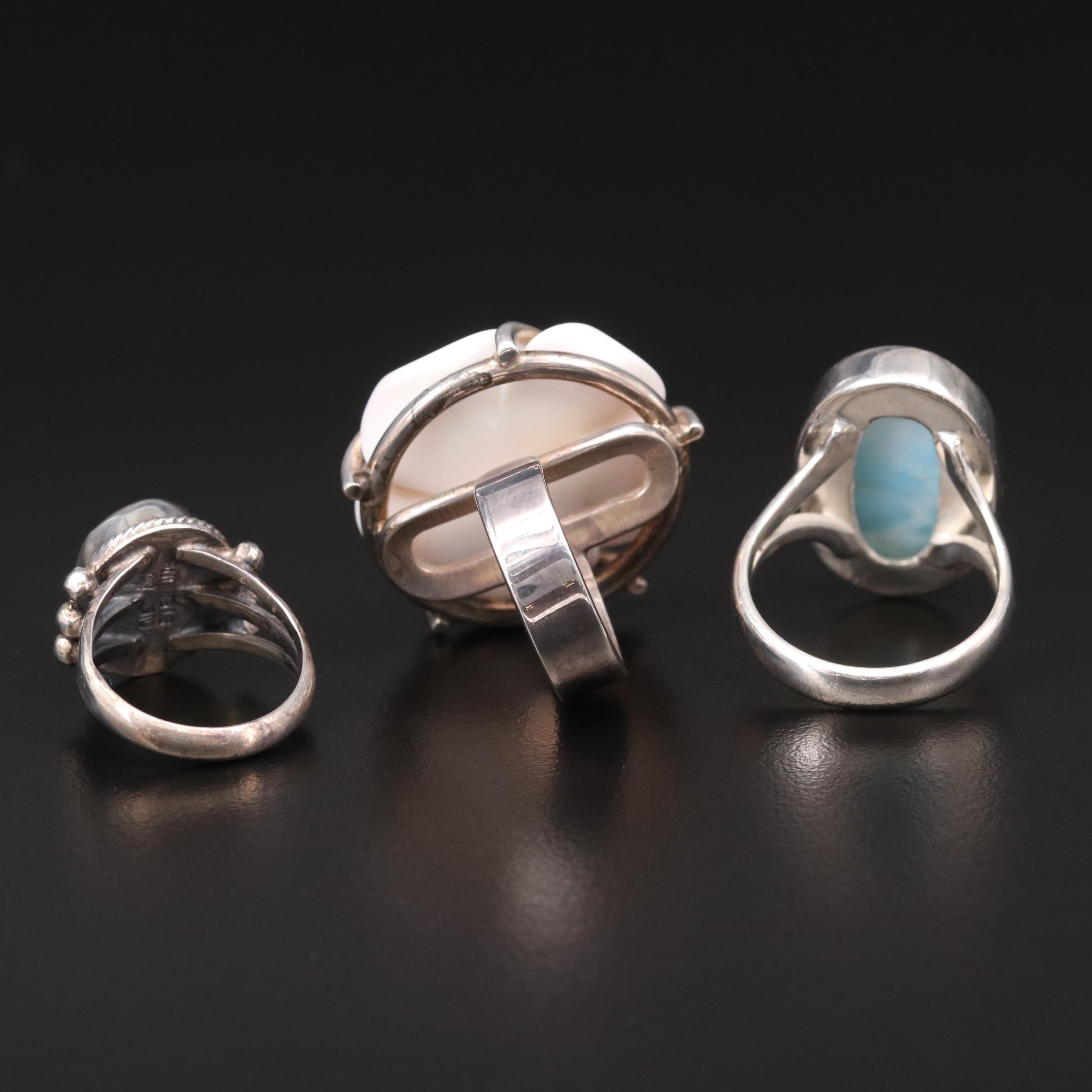 Sterling Gemstone Rings Featuring Roie Jaque Navajo Diné | EBTH