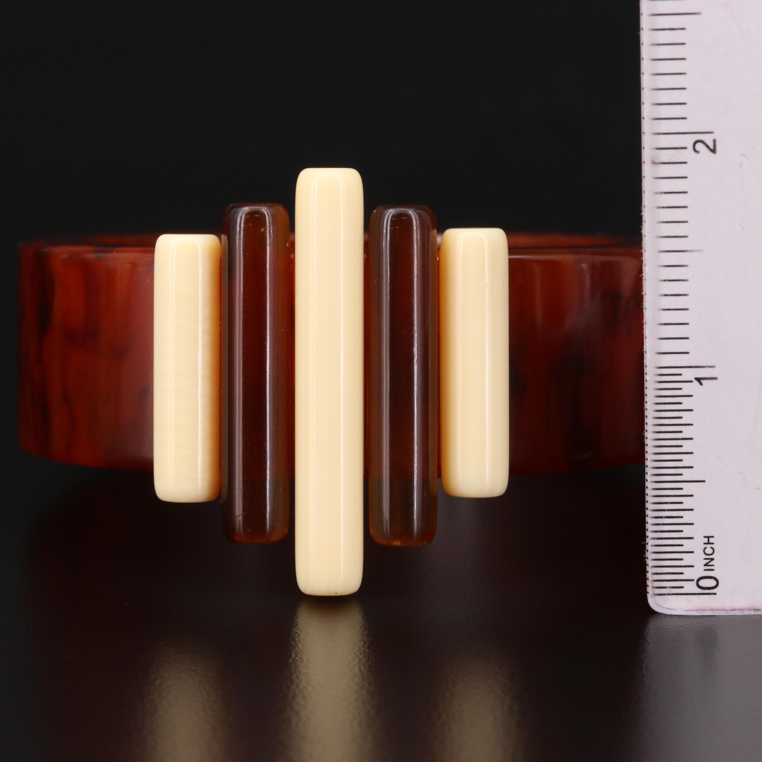Art Deco Root Beer Bakelite and Celluloid Bangle | EBTH
