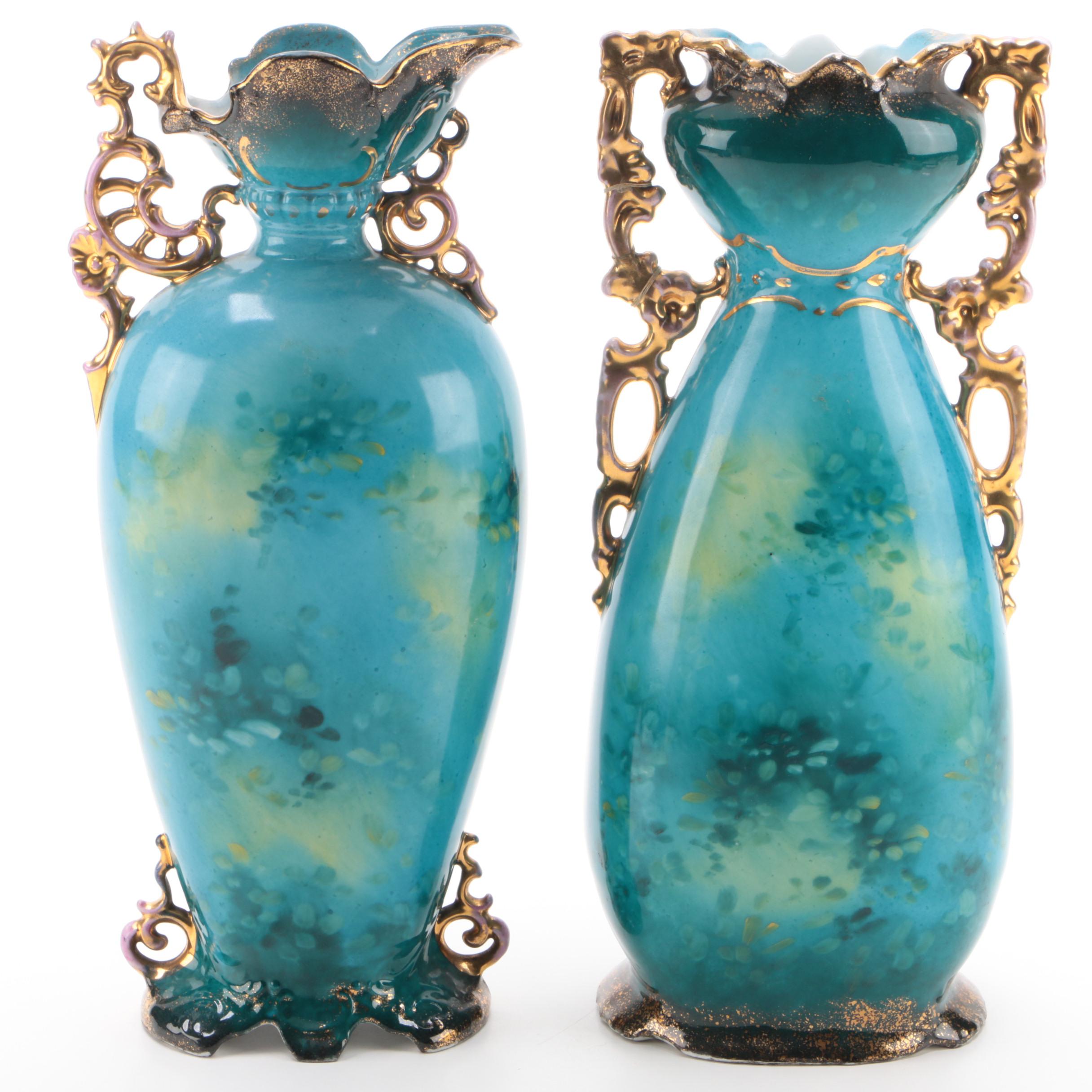 Victoria Carlsbad Hand-Painted Porcelain Portrait Ewer and Baluster ...